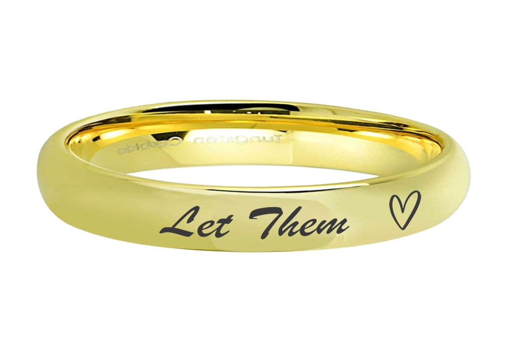 3mm Gold Dome Tungsten Let Them Rings - Walmart.com
