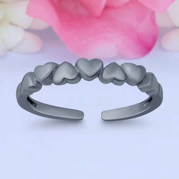 3mm - Hearts Toe Band Ring 925 Sterling Silver Thin Adjustable Stylish ...