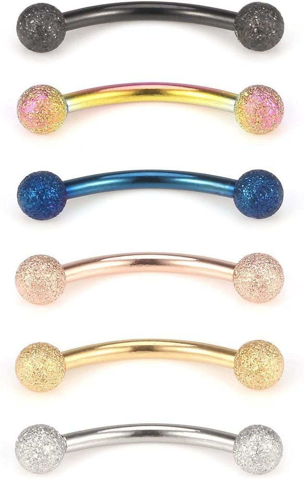 3mm Matte Balls Externally Threaded Curved Barbell Eyebrow Nose Septum ...