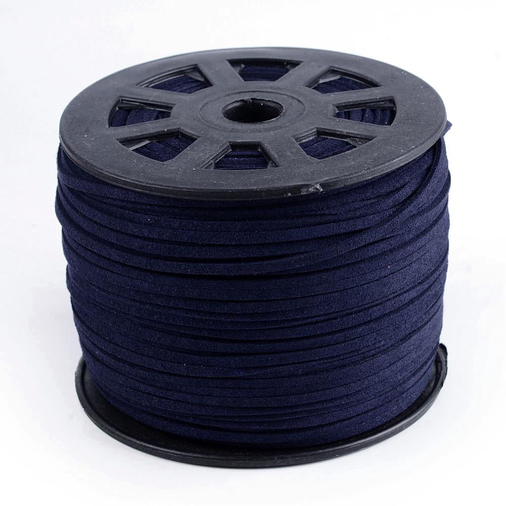 3mm Midnight Blue Micro Fiber Flat Suede Leather Cords Strip Cord Lace ...