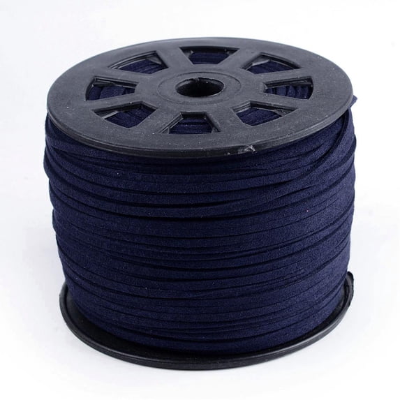 3mm Midnight Blue Micro Fiber Flat Suede Leather Cords Strip Cord Lace ...