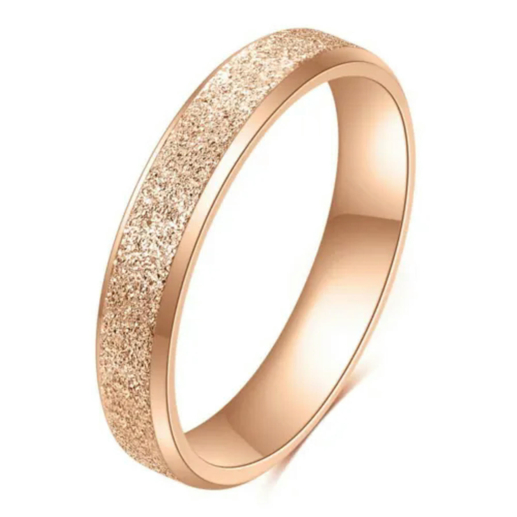 3mm Rose Gold Pearl Sand Ring Band Women's Titanium Steel Tail Ring Size 6 7 8 9 - Walmart.com