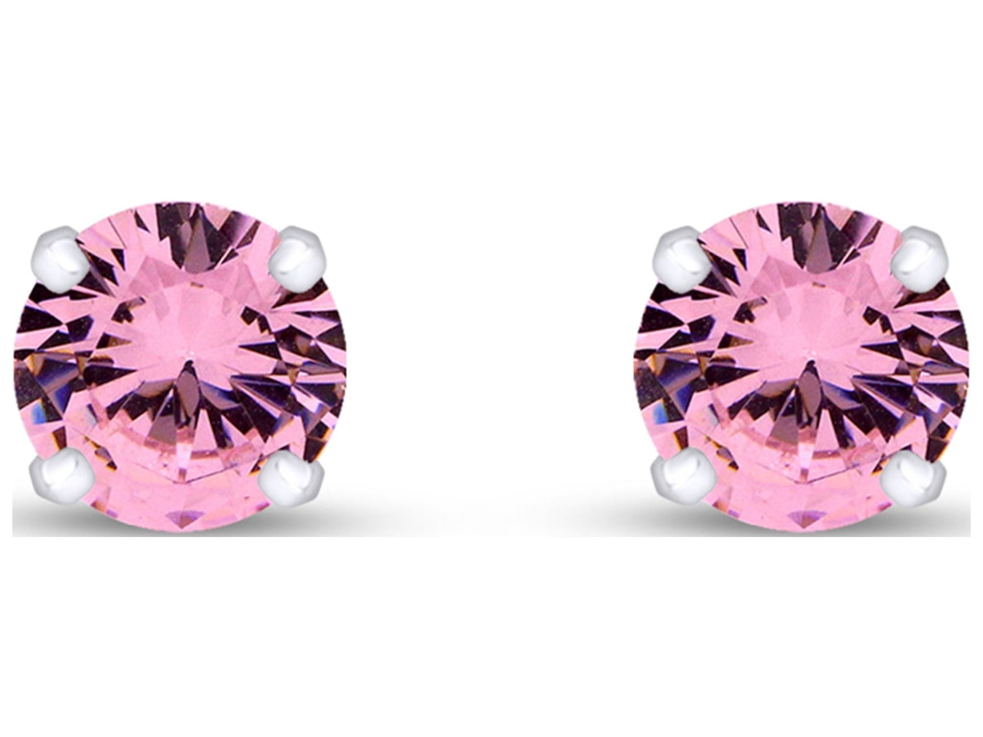 AFFY 3mm Round Cut Simulated Tourmaline Stud Earrings in 14k White Gold ...