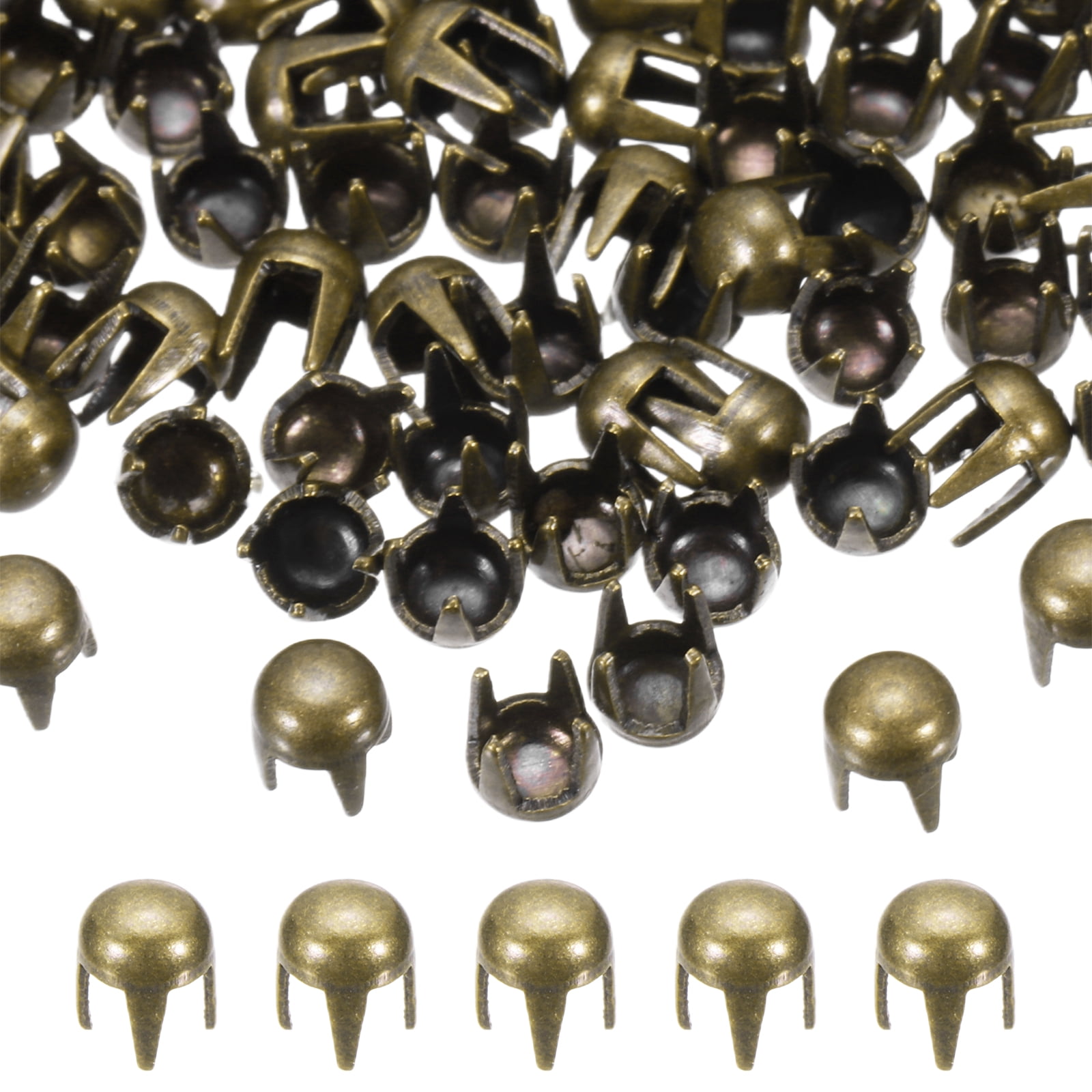 3mm Round Dome Rivet, 90 Pcs Metal 4 Claw Spike Spot Stud Punk Rock ...