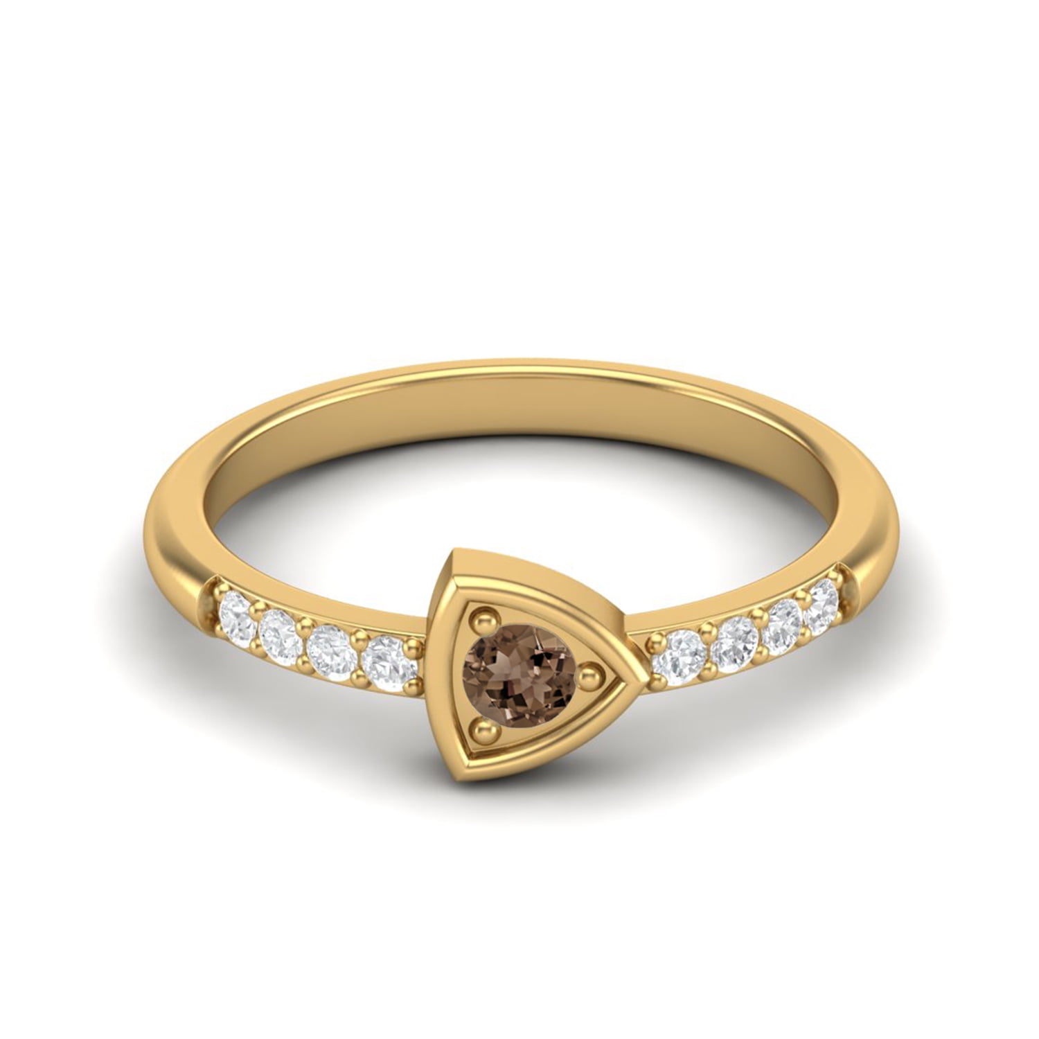 3mm Round Smoky Quartz 925 Sterling Silver Gold Vermeil Solitaire ...