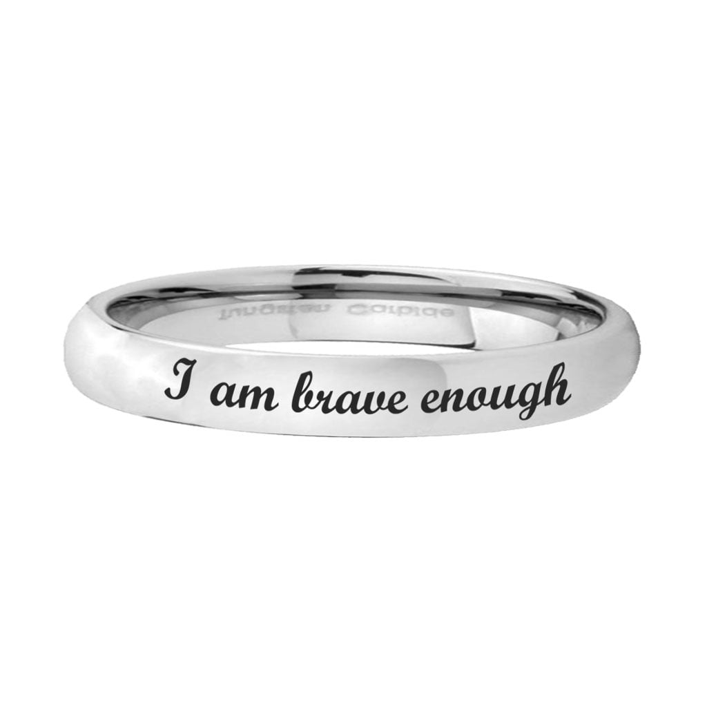 3mm Silver Dome Tungsten I Am Brave Enough Rings - Walmart.com