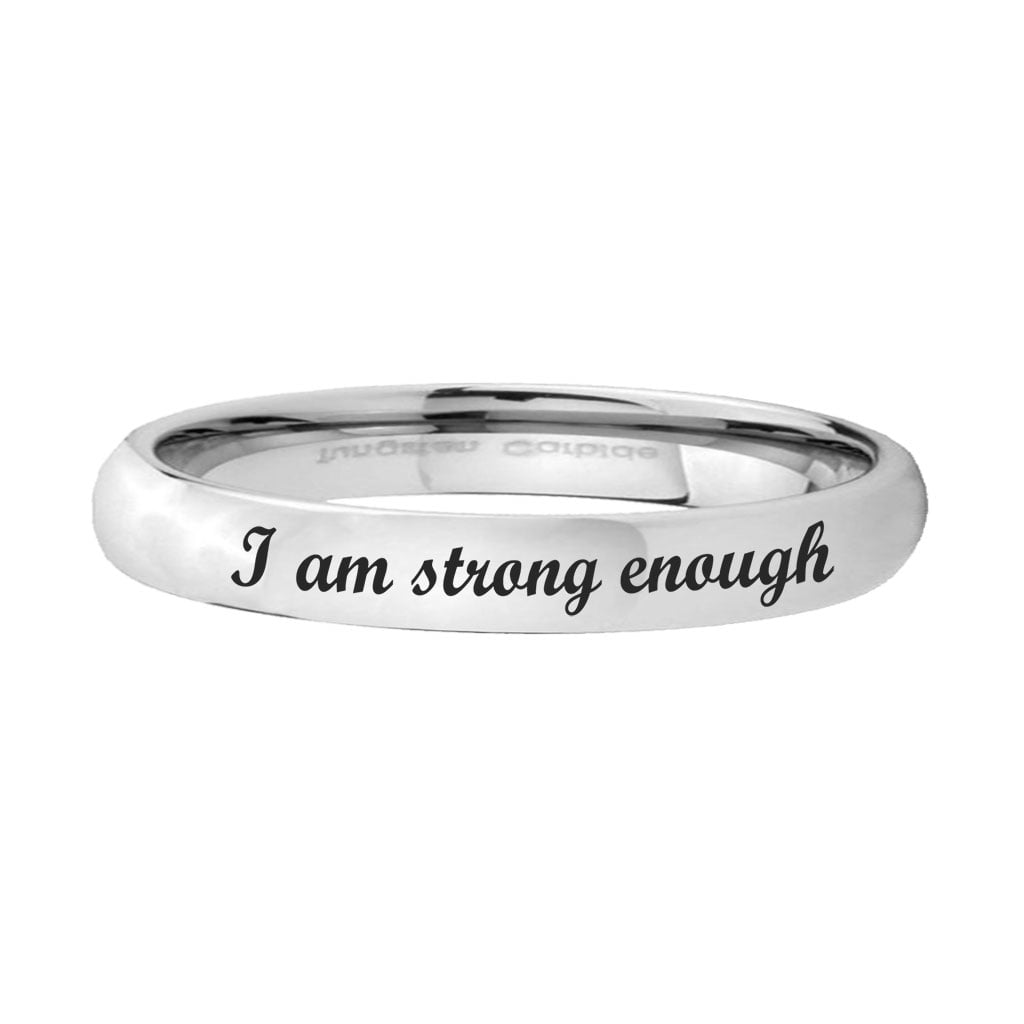 3mm Silver Dome Tungsten I Am Strong Enough Rings - Walmart.com