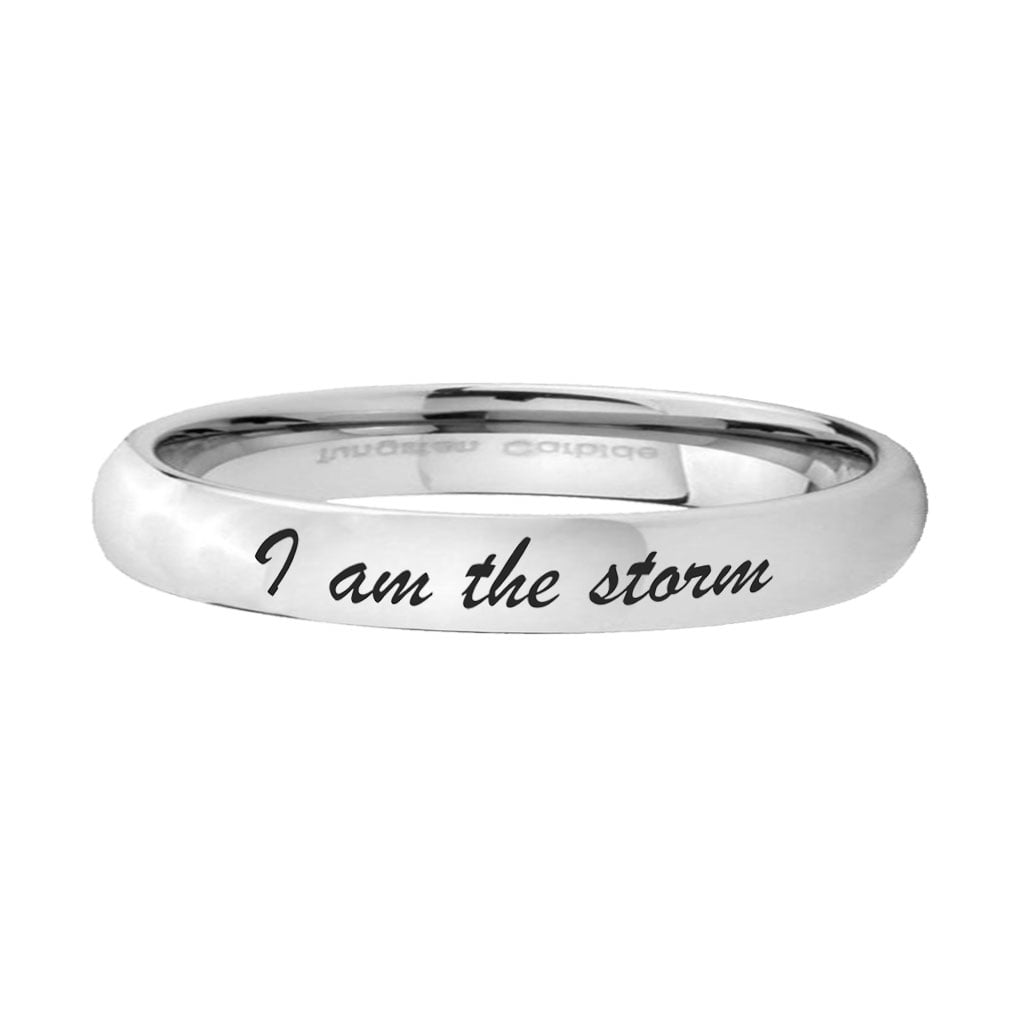 3mm Silver Dome Tungsten I Am The Storm Rings - Walmart.com