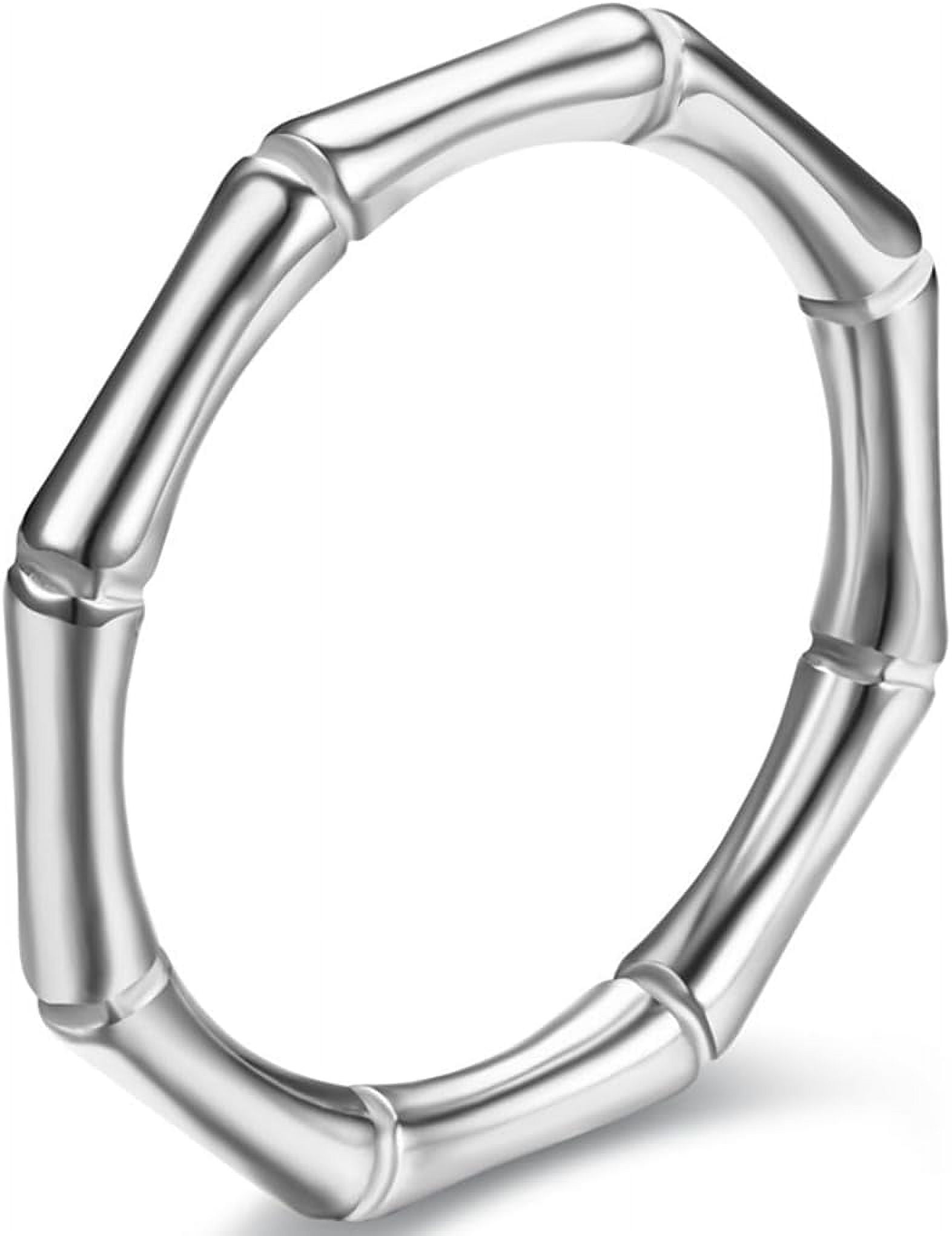 3mm Stainless Steel Classic Plain Bamboo Style Stackable Wedding Band ...