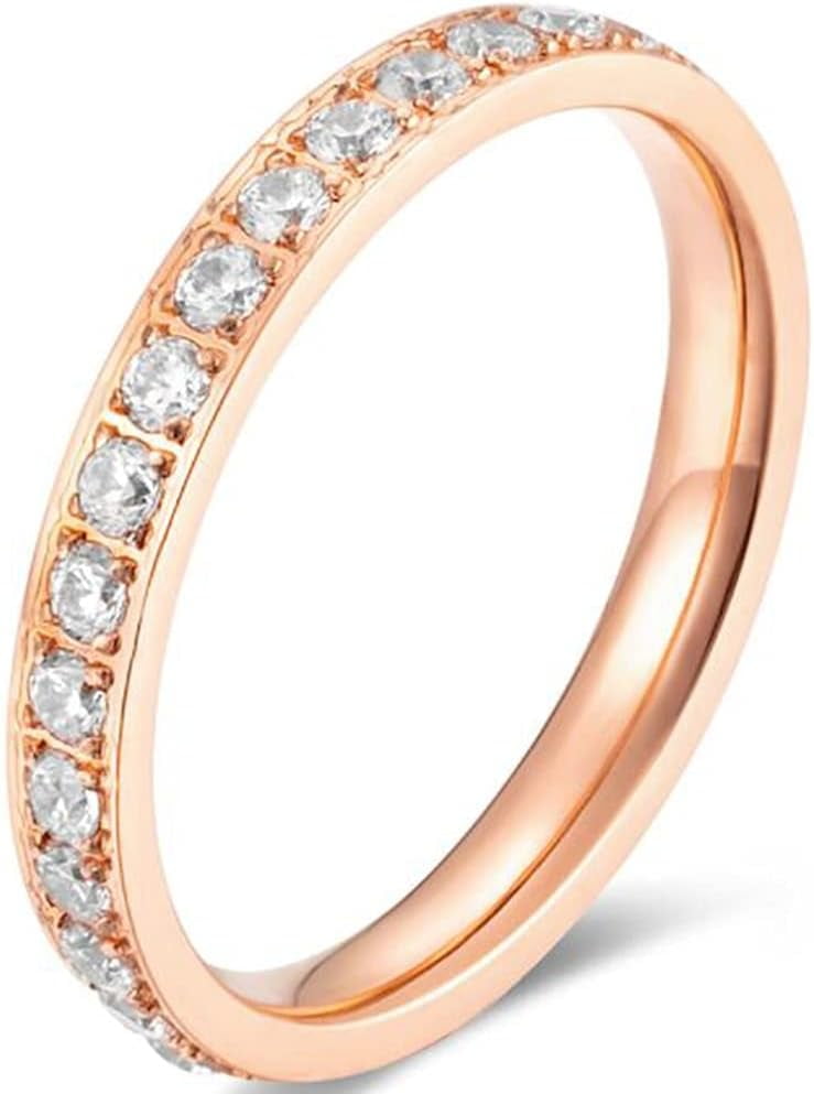 3mm Stainless Steel Cubic Zircon Filled Stackable Eternity Wedding Band Ring - Walmart.com