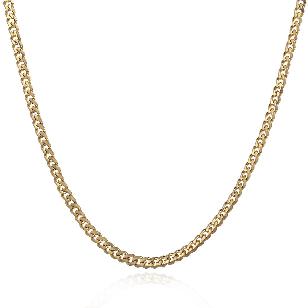 3mm Stainless Steel Curb Cuban Link Chain Necklace Gold 18in to 24in ...