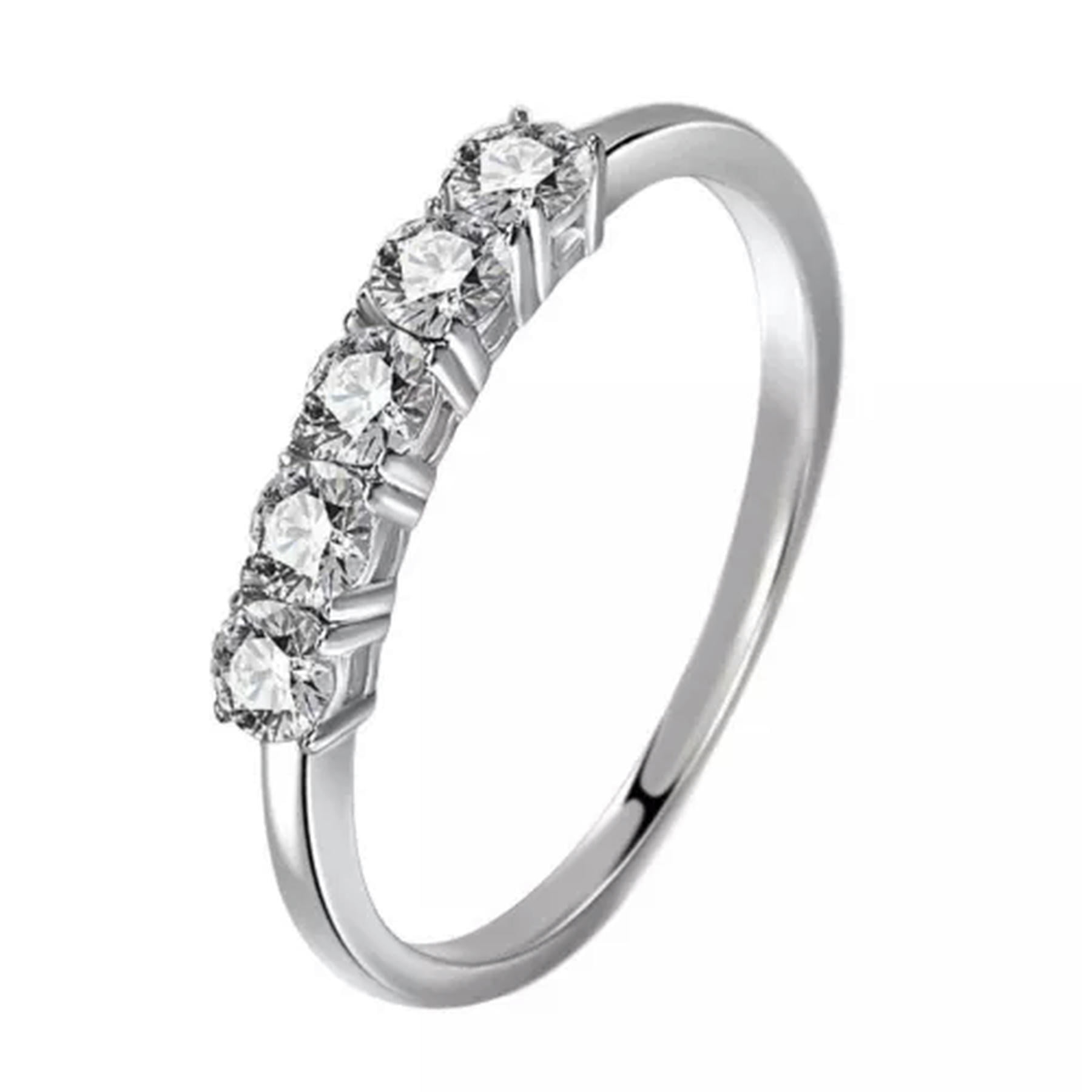 3mm Wedding Thin Band Women's 925 Silver 0.1CT Cz 5 Stones Party Ring Size 4-9 - Walmart.com