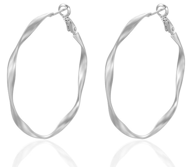 3mm Wide Gold Hoop Earrings for Women Gold Plated Twisted Designed ...