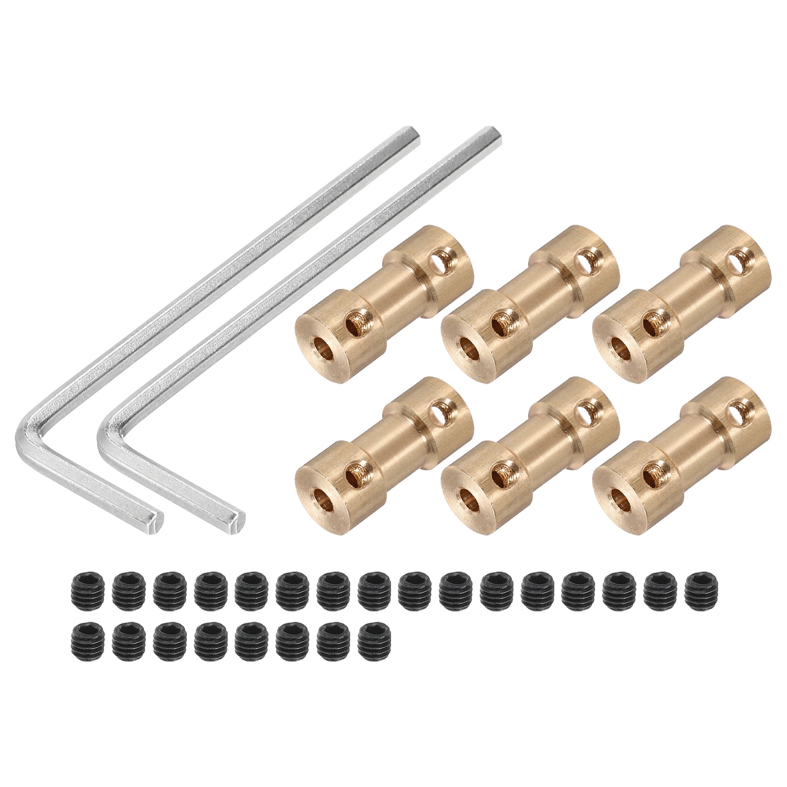 3mm to 5mm Bore Rigid Coupling 20mm x 9mm M3 Brass Shaft Copper Tone 6 ...