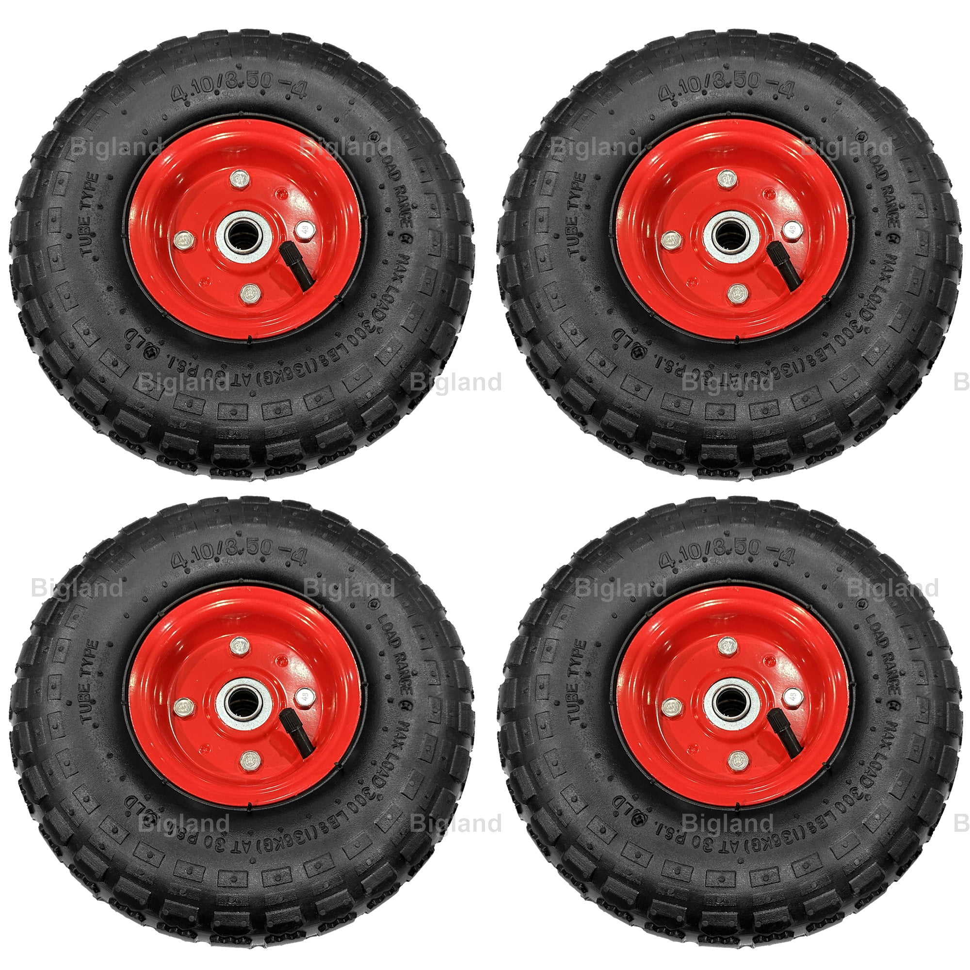 4 Pack Heavy Duty Steel 10-Inch Pneumatic Tires for Lawn, Garden Carts ...