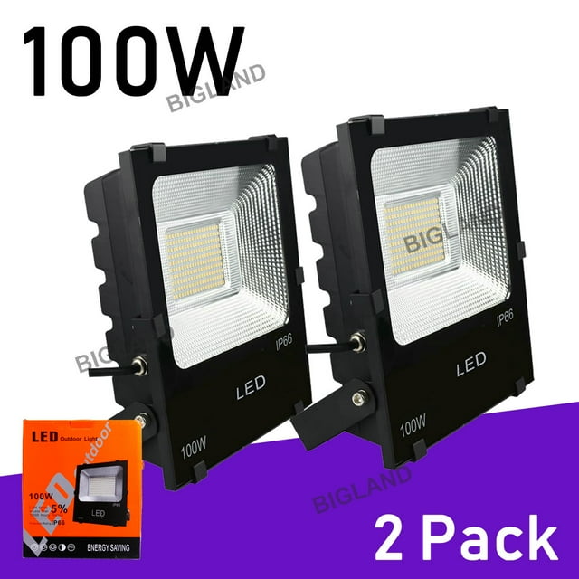 3ox 2-Pack 100W LED Floodlight, Outdoor Spotlight, Garden Light, 6000K ...