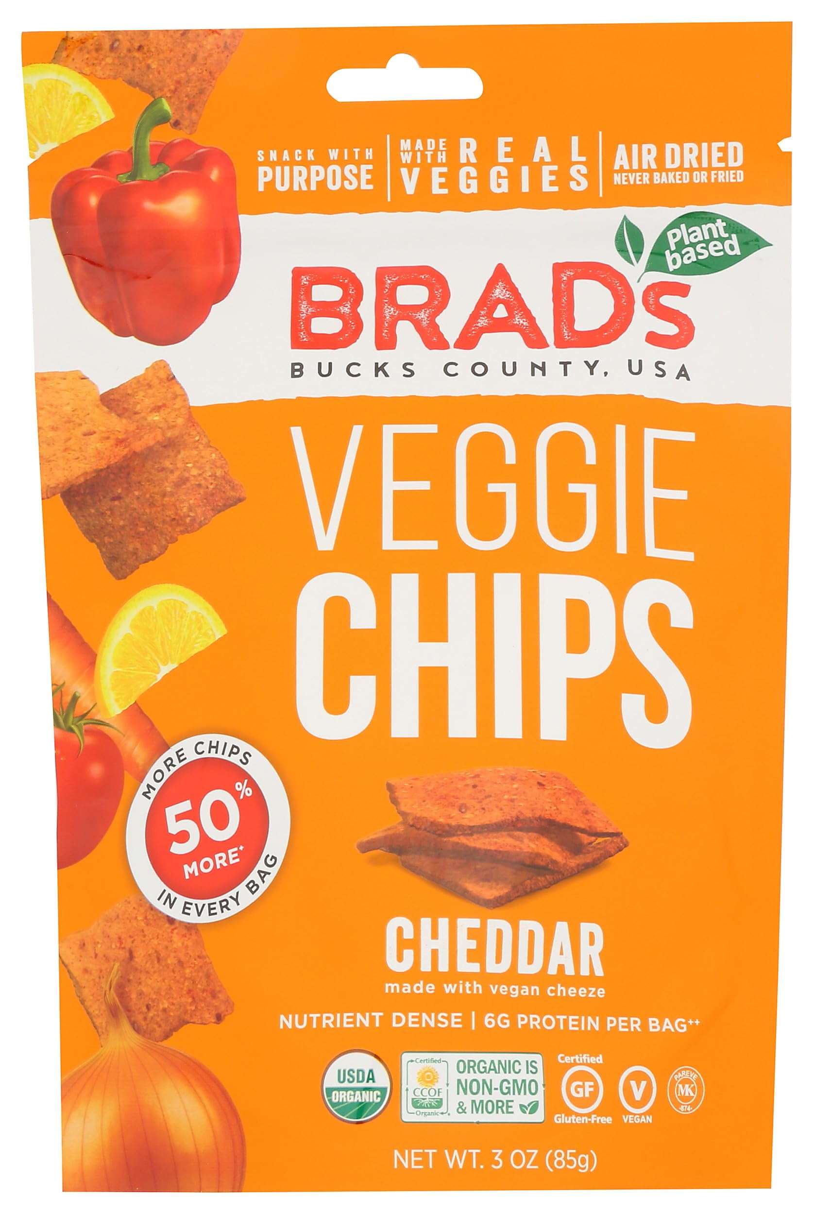 3oz Cheddar Flavor - MSF2 Famous Brads Raw Chips - Vegan, Gluten Free ...