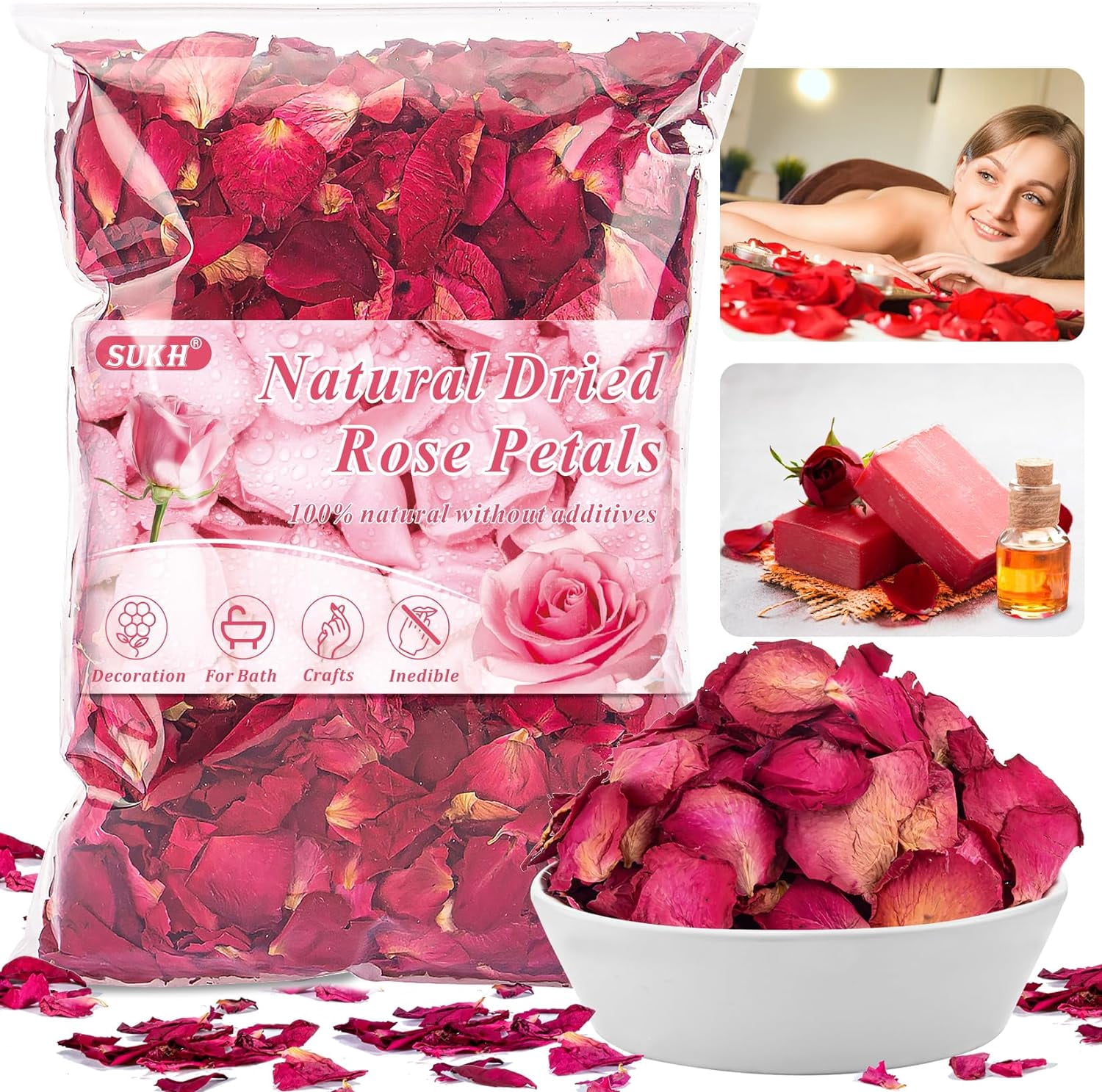 3oz Dried Rose Petals - Dry Rose Petals Real Rose Petals Dried Organic ...