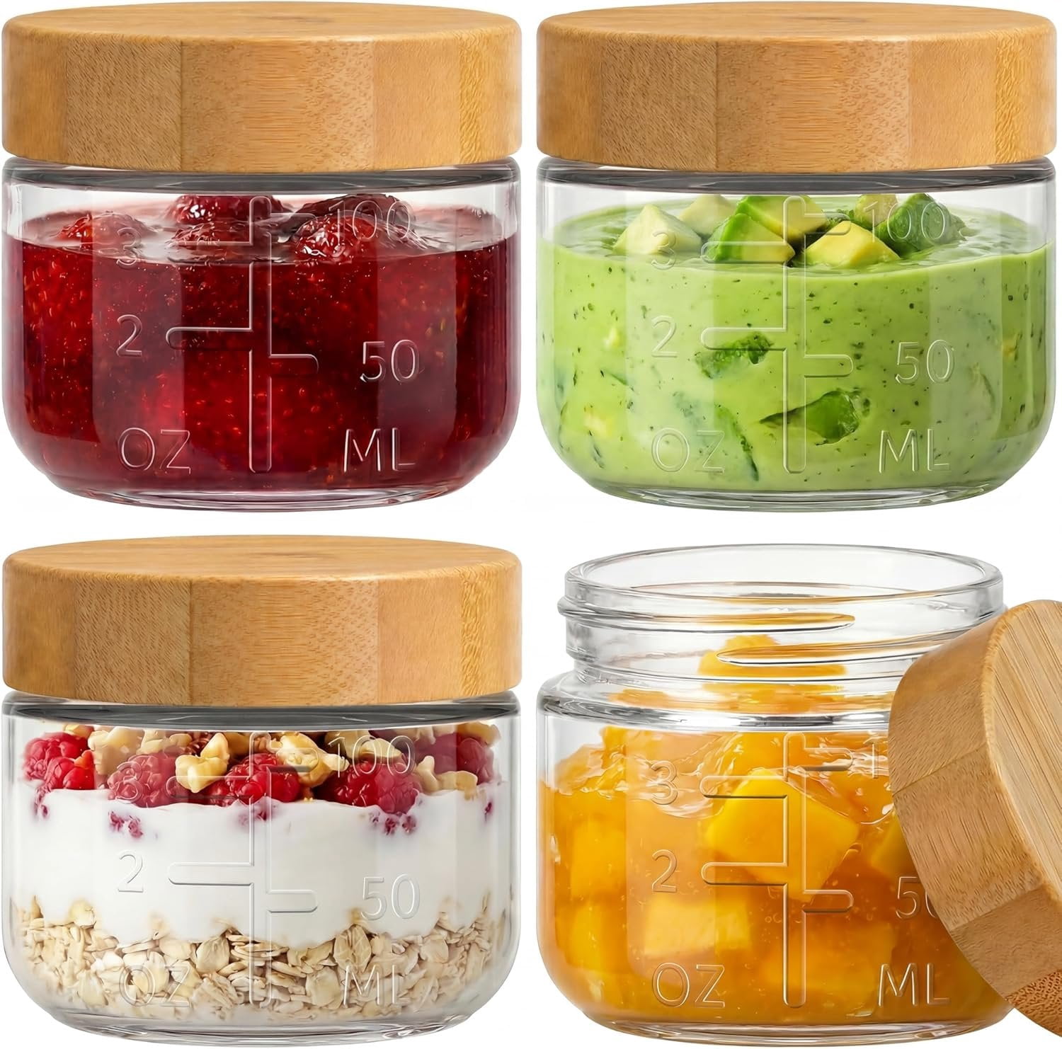 3oz Glass Salad Dressing Containers with - 4 Pack Small Airtight ...