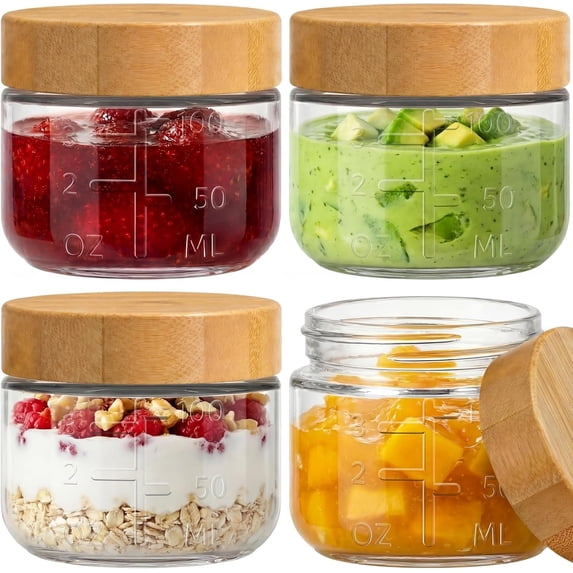 3oz Glass Salad Dressing Containers with - 4 Pack Small Airtight ...