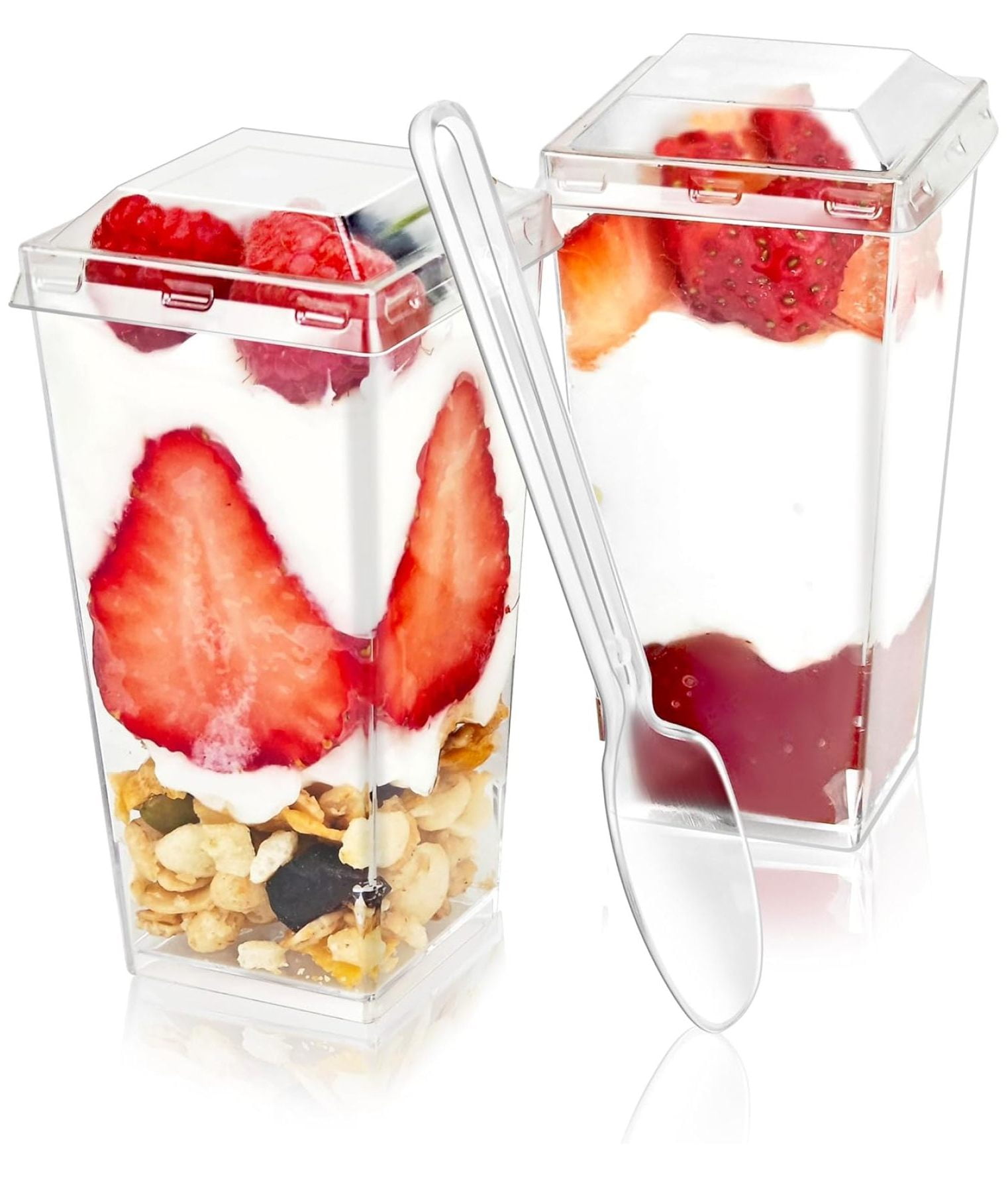 3oz Mini Dessert Cups with Lids & Spoons - 50 Pack Clear Plastic ...