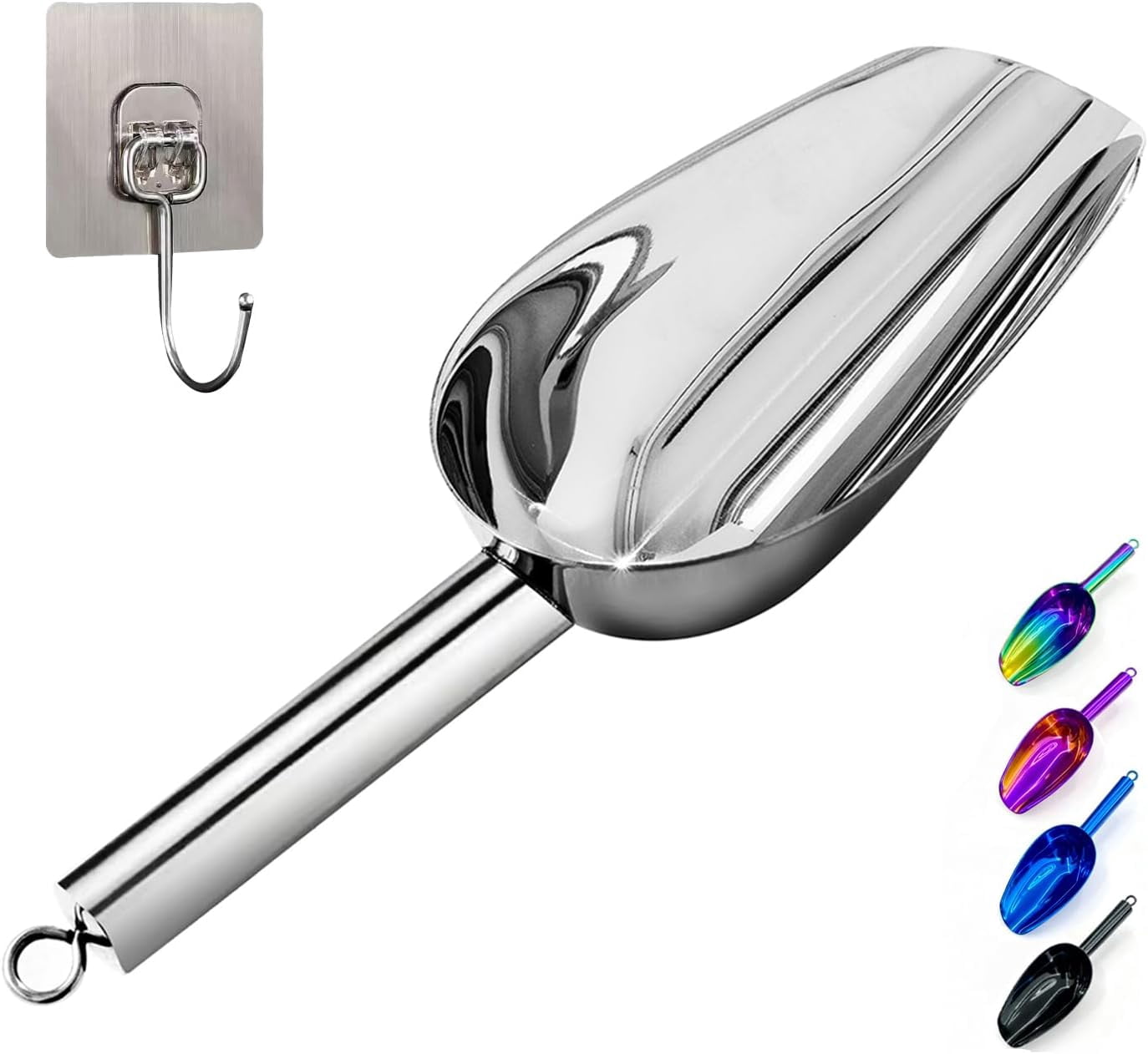 3oz Stainless Steel Ice Scoop for Freezer，Kitchen Ice Scooper for Ice ...