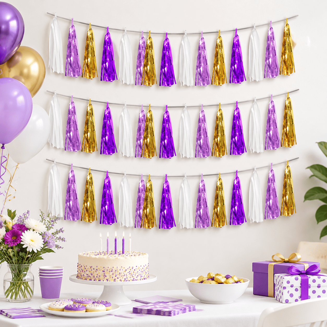 3p Purple-party Decoration Tassel Garland Tassels Banner Streamers For ...