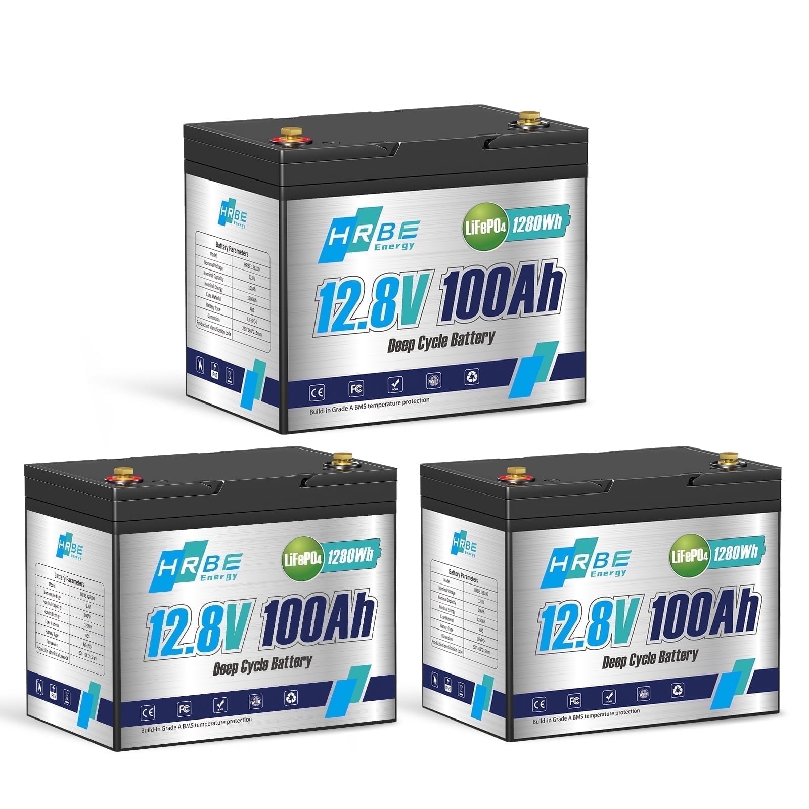 3Pack 12V 100Ah Group 24 LiFePO4 Battery,for RV,Solar,Camping,off-Grid ...