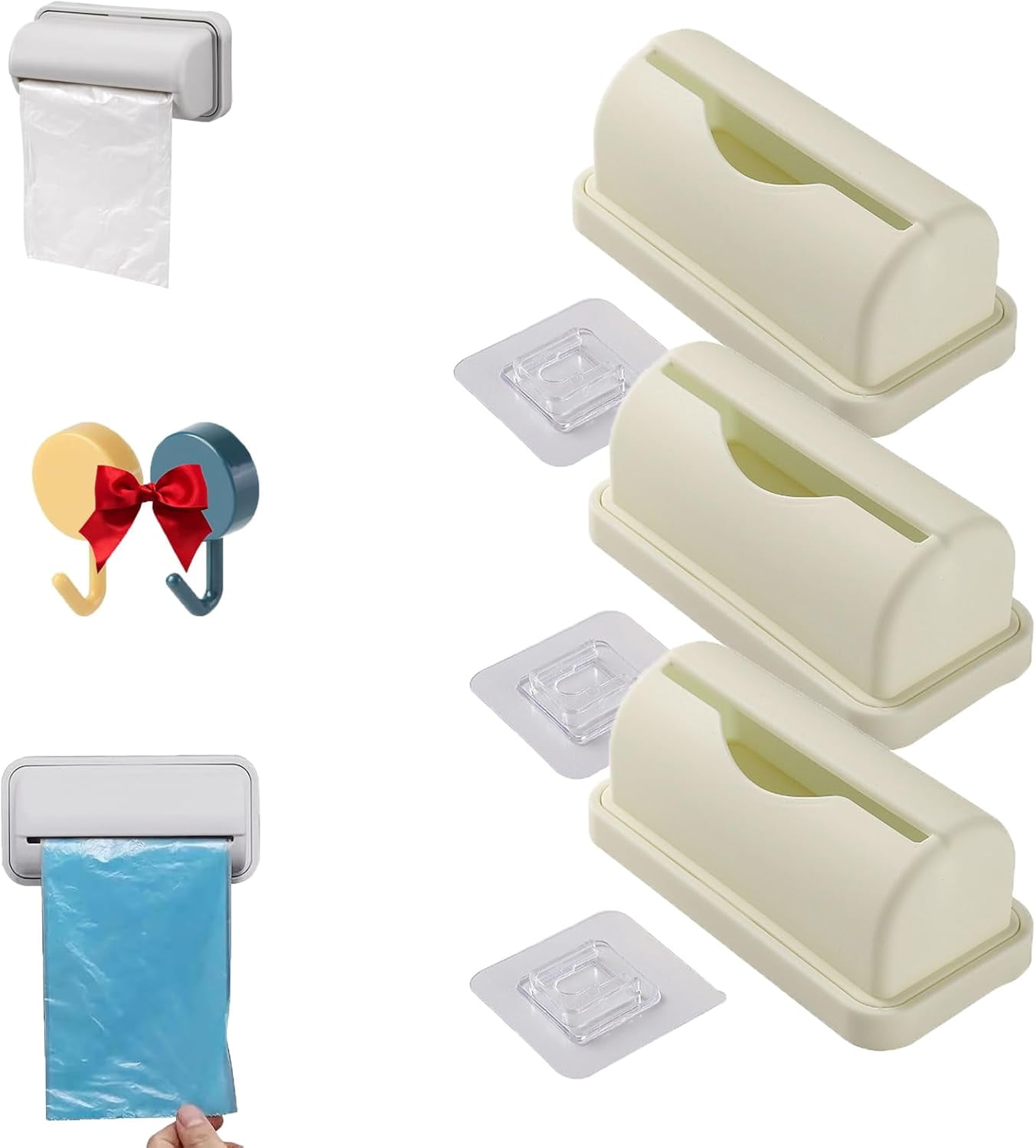 3pack Garbage Bag Dispenser For Inside Trash Can, Peel And Stick Bag ...