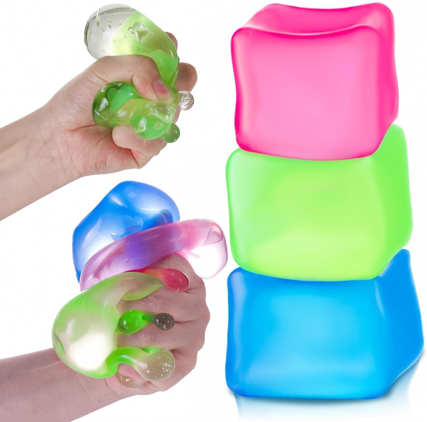 3pack stress cube squishy balls - slow rising stress balls stretchy ...