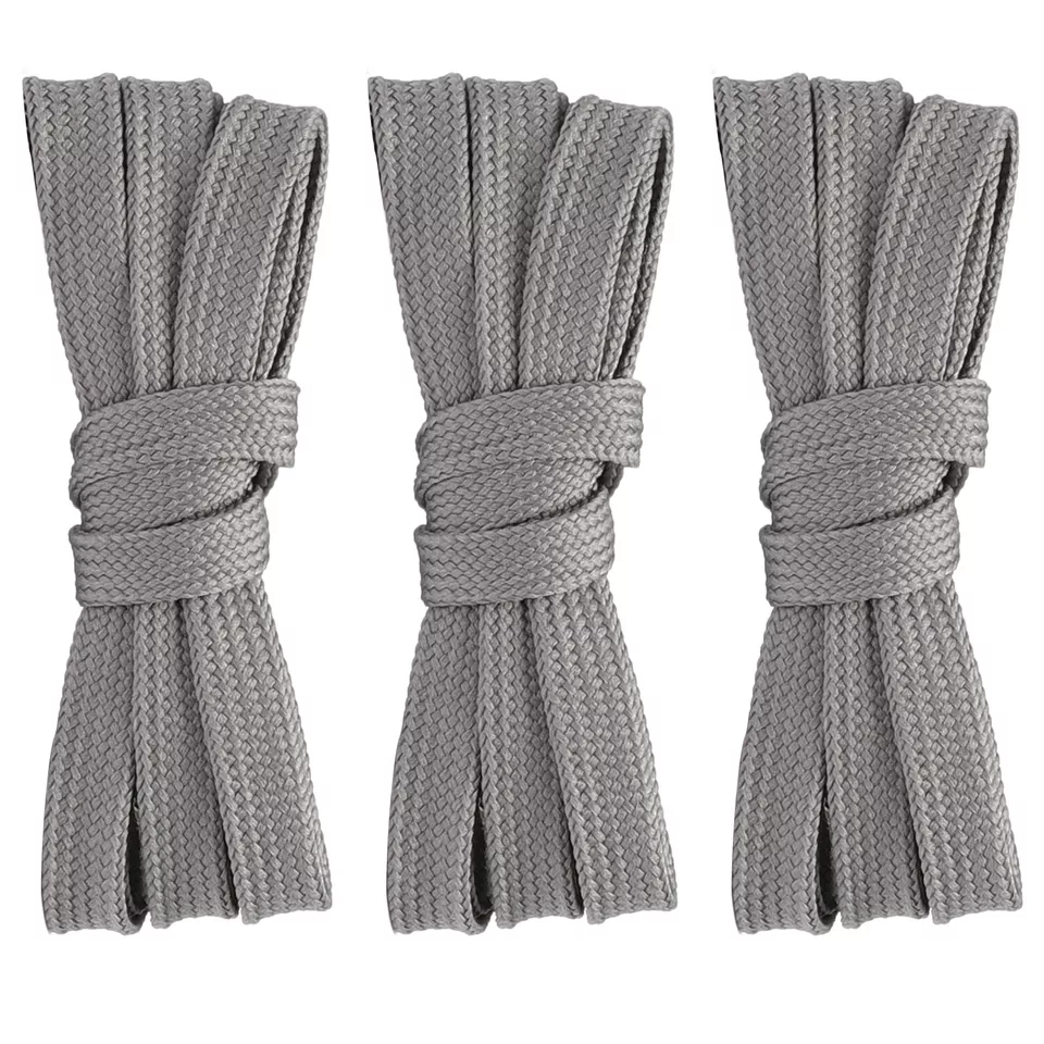 3pair Double Layers Flat Shoe Laces Strings Dark Gray for Sneakers 36 ...