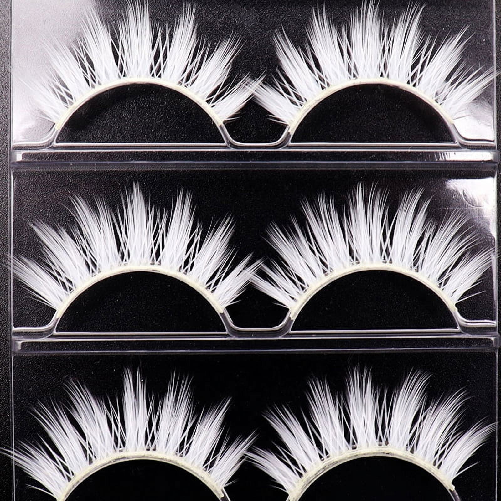 3pair White Eyelashes Cosplay Makeup Natural Long Cross Strip False Eye ...