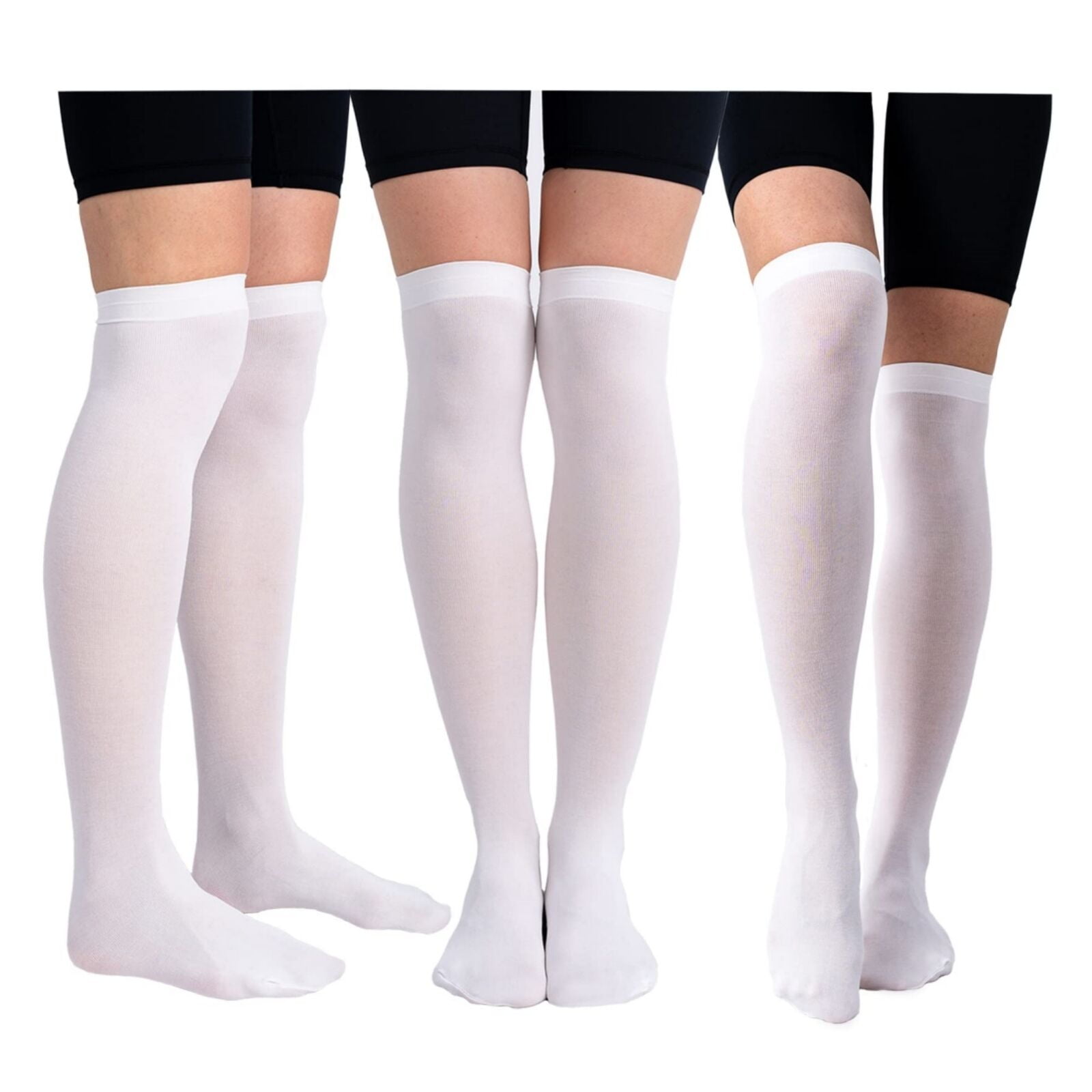 3pair White Thigh High Socks for Women Over the Knee Socks Long Knee ...