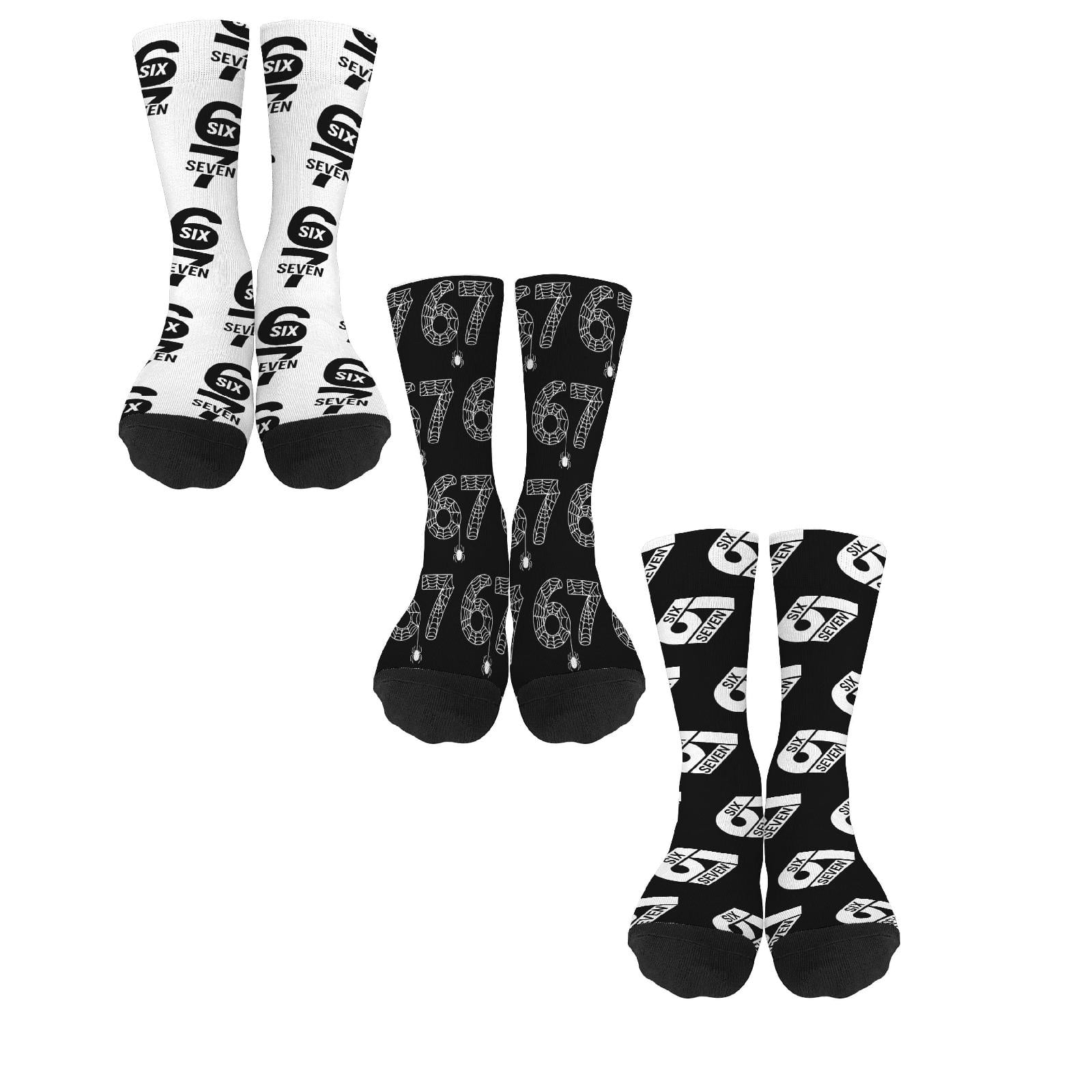 3pairs 67 Socks Ice Cream 6 7 Meme Novelty Six Seven Number Crew Socks ...
