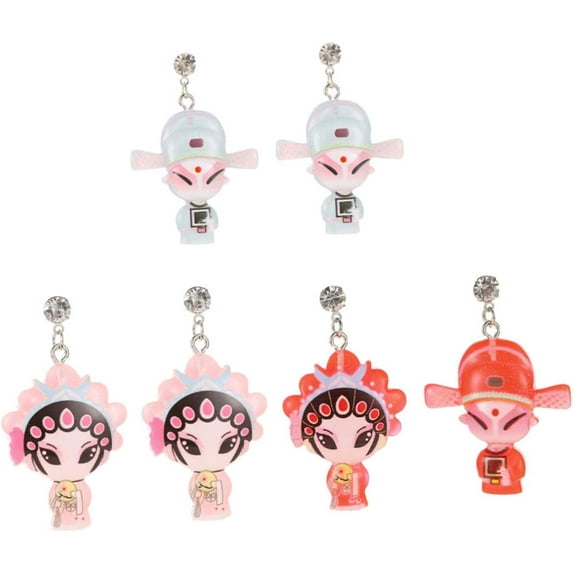 3pairs Elegant Beijing Opera Facial Makeup Earrings Creative Chinese ...