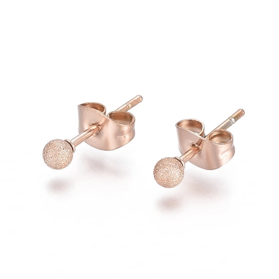 3pairs Ion Plating(IP) 304 Stainless Steel Stud Earrings Ball Stud ...