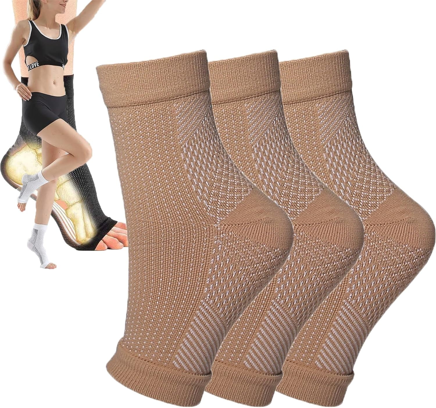 3pairs Neuropathy Socks Ankle brace Socks Plantar Fasciitis - Walmart.com