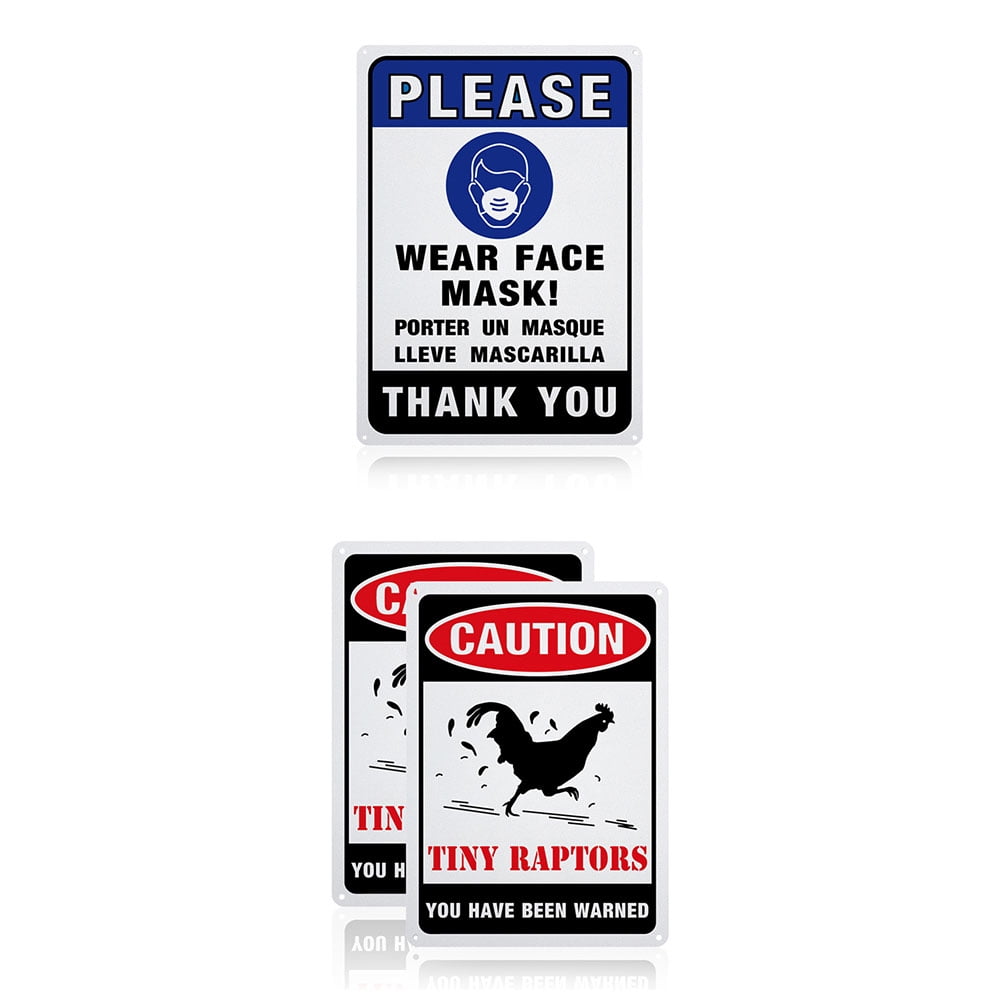 3pc 2 Pack Caution Tiny Raptors Sign 7x10 inches 40 Mil Aluminum Funny ...
