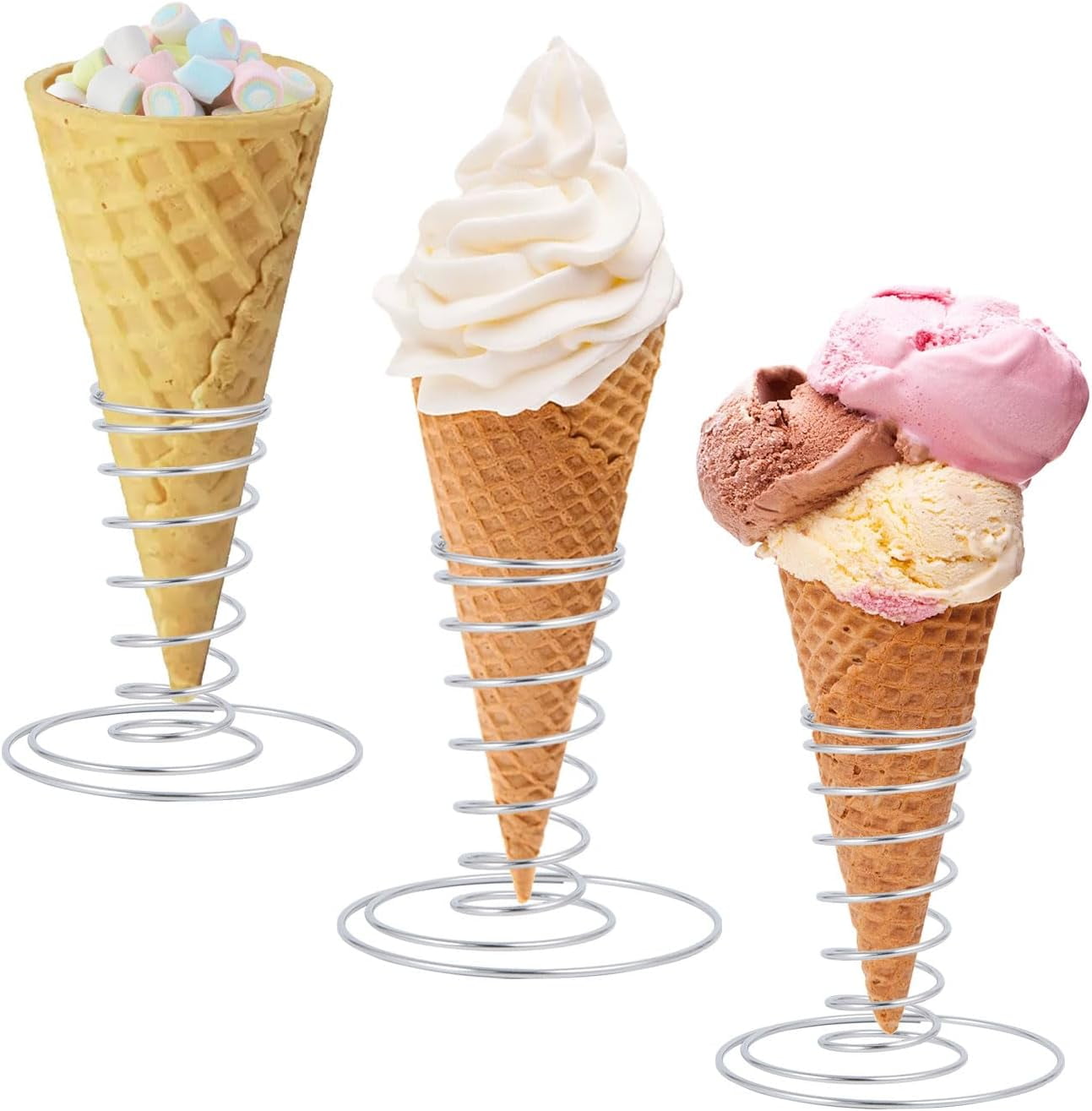 3pc 3pcs Ice Cream Cone Holder Food Cone Display Spiral Food Holder 304 ...