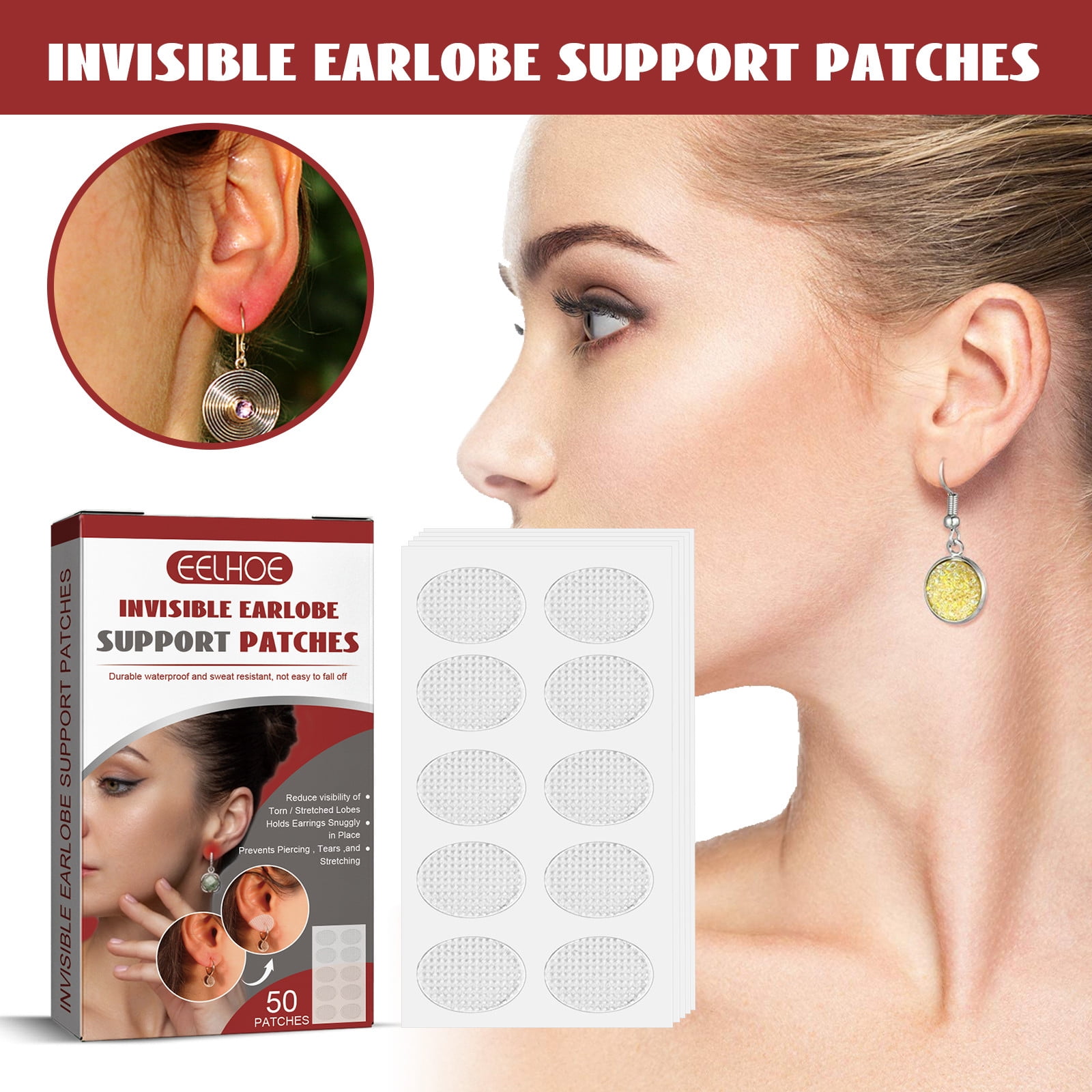 3pc*50PCS Biweutydys 2024 New Invisible Earlobe Support Patches ...