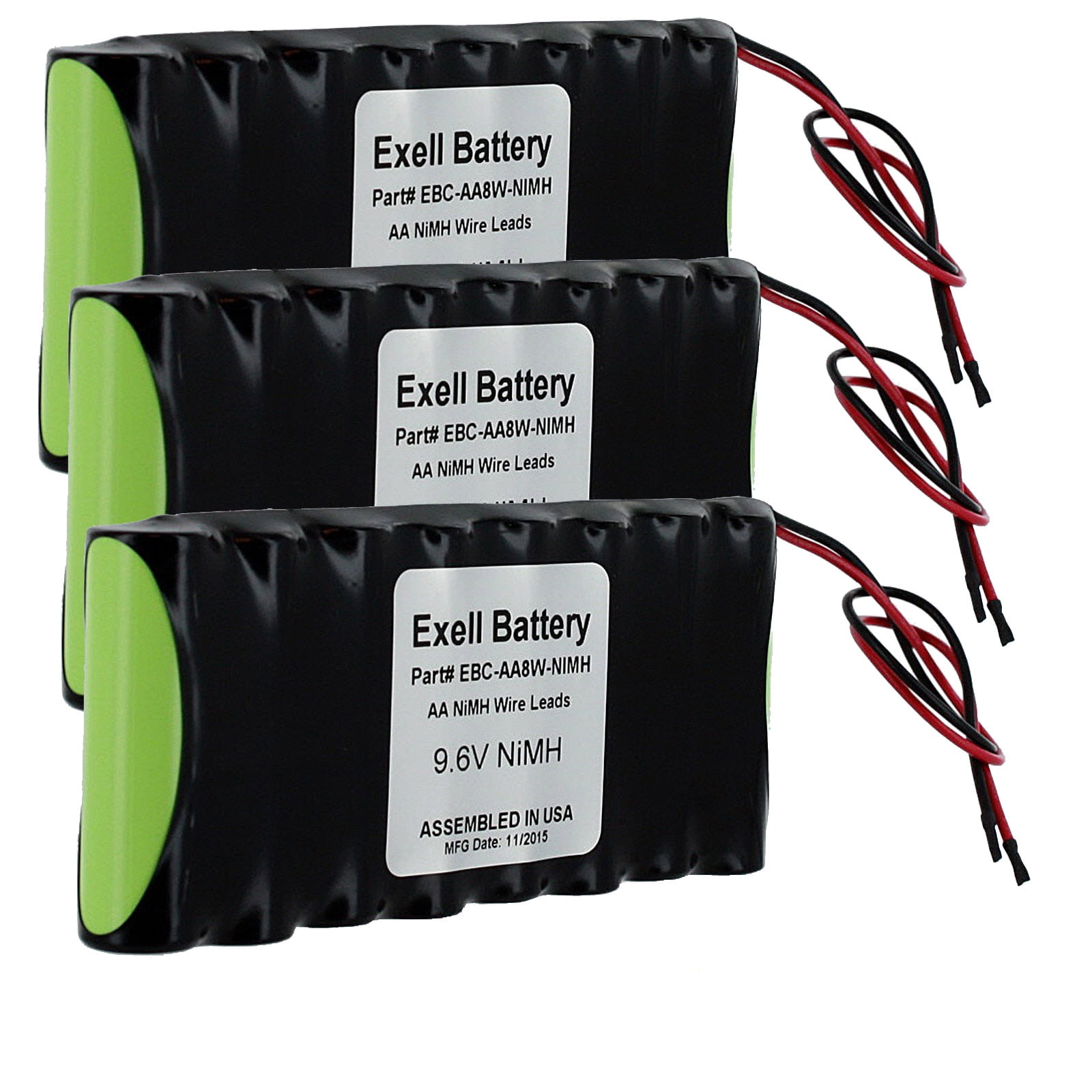 3pc 9.6V Custom NiMH 2100mAh Battery for Pk 6" Bare Lead NT8JY Futaba ...