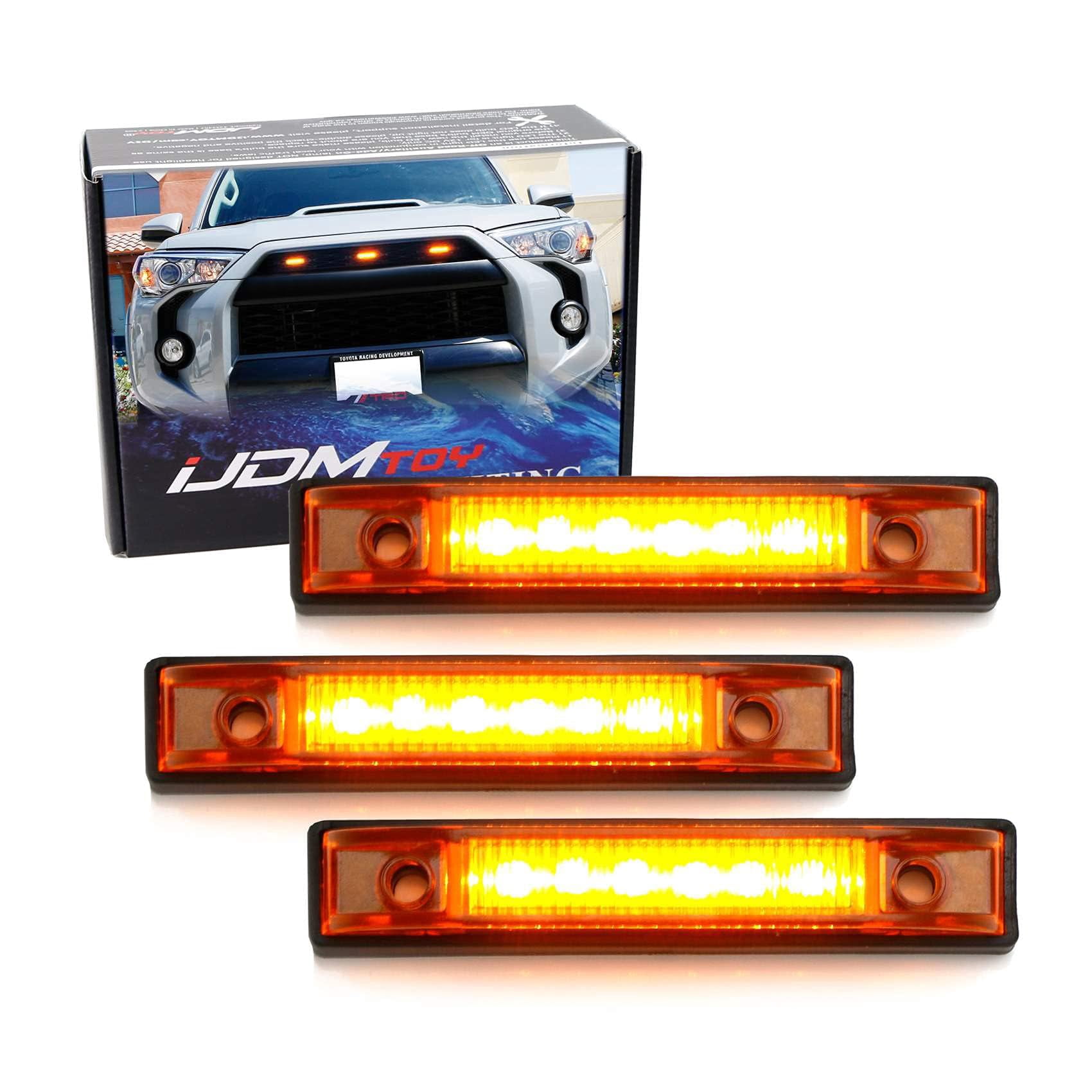 3pc Amber Lens Amber LED Center Grille Marker Lights For Toyota 2014-up ...