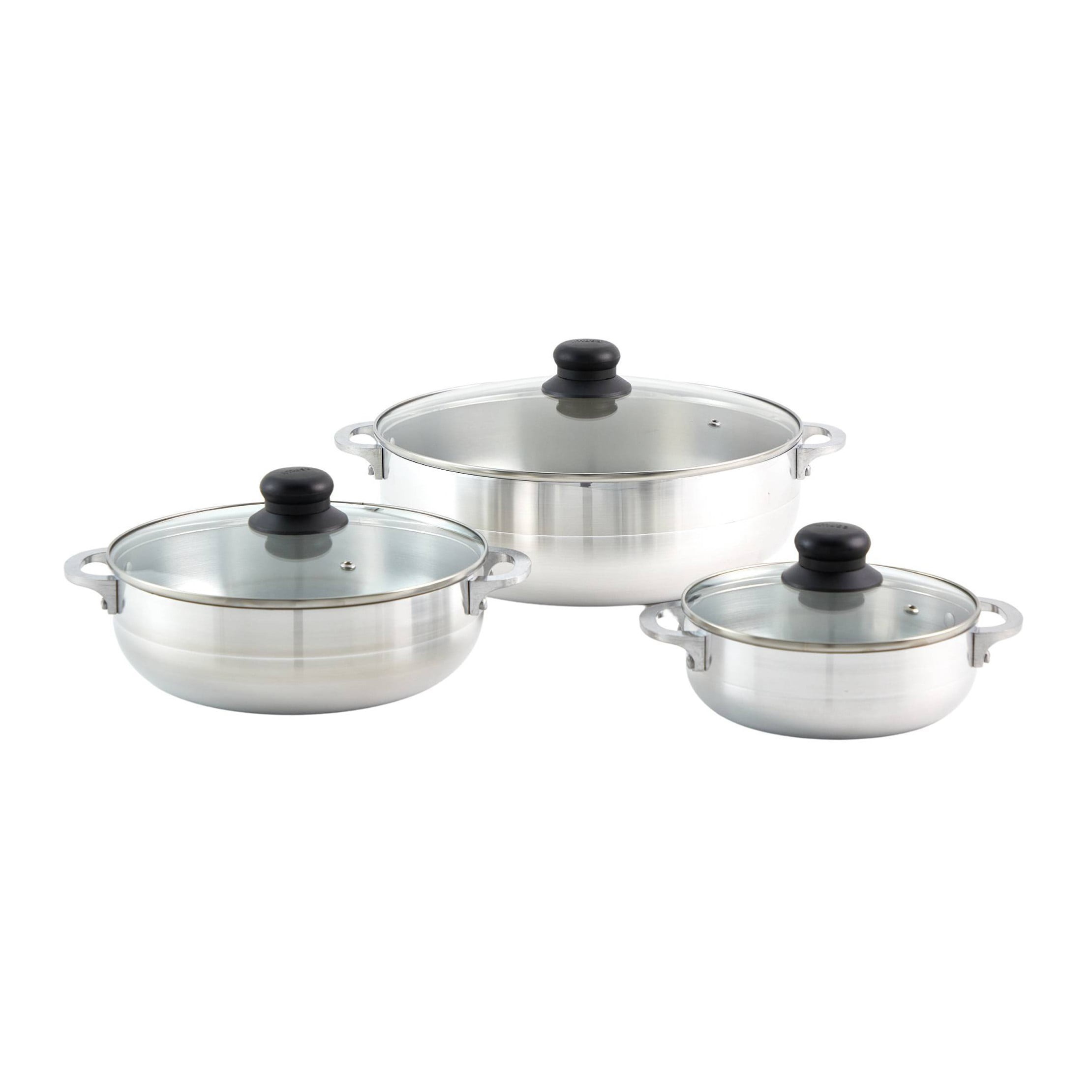 3pc Basic Caldero Set with Glass Lid: Aluminum Cookware, 6-Piece ...