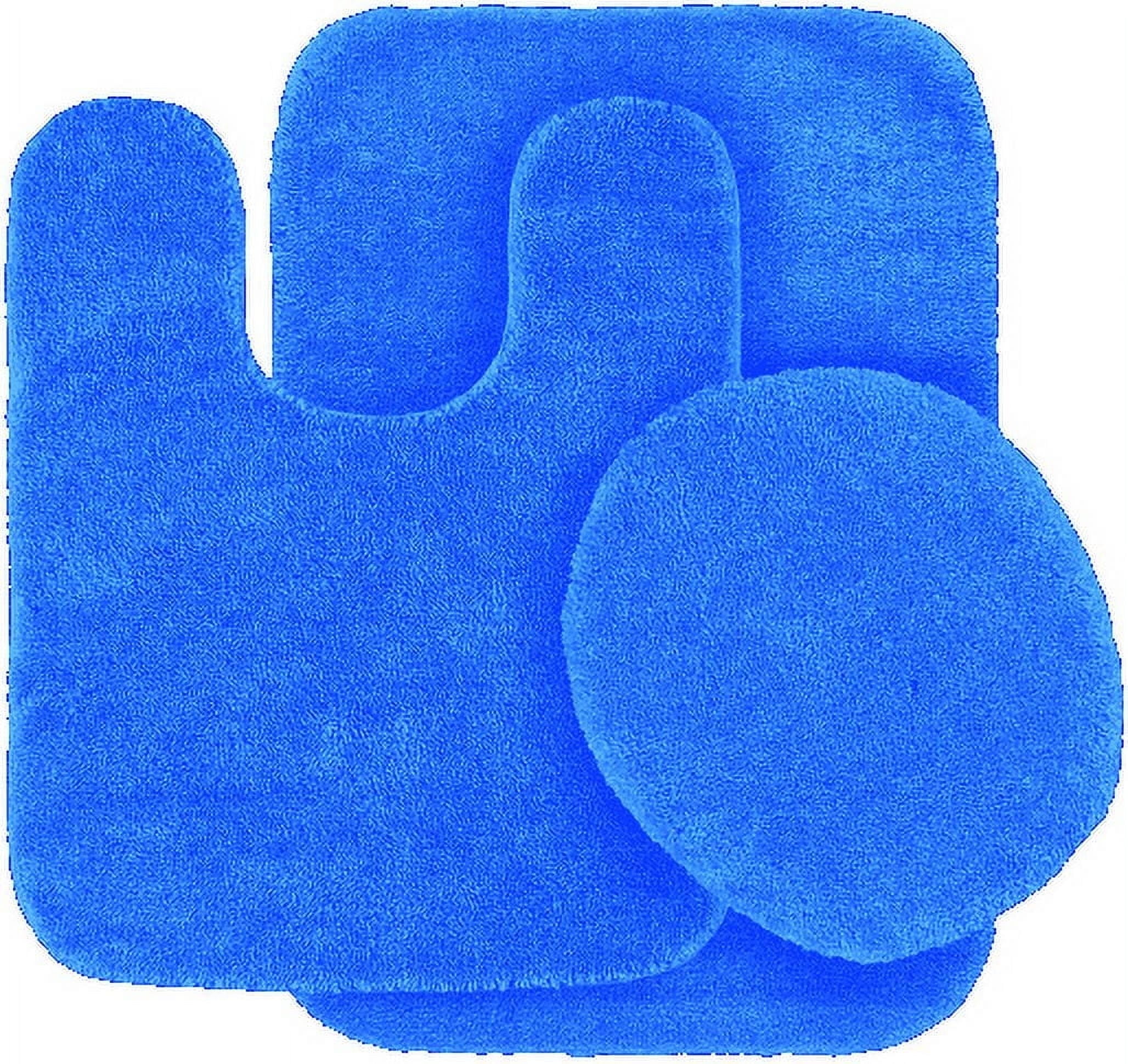 3pc Royal Blue Chenille Bathroom Set: Bath Rug, Contour Mat, Toilet Lid ...
