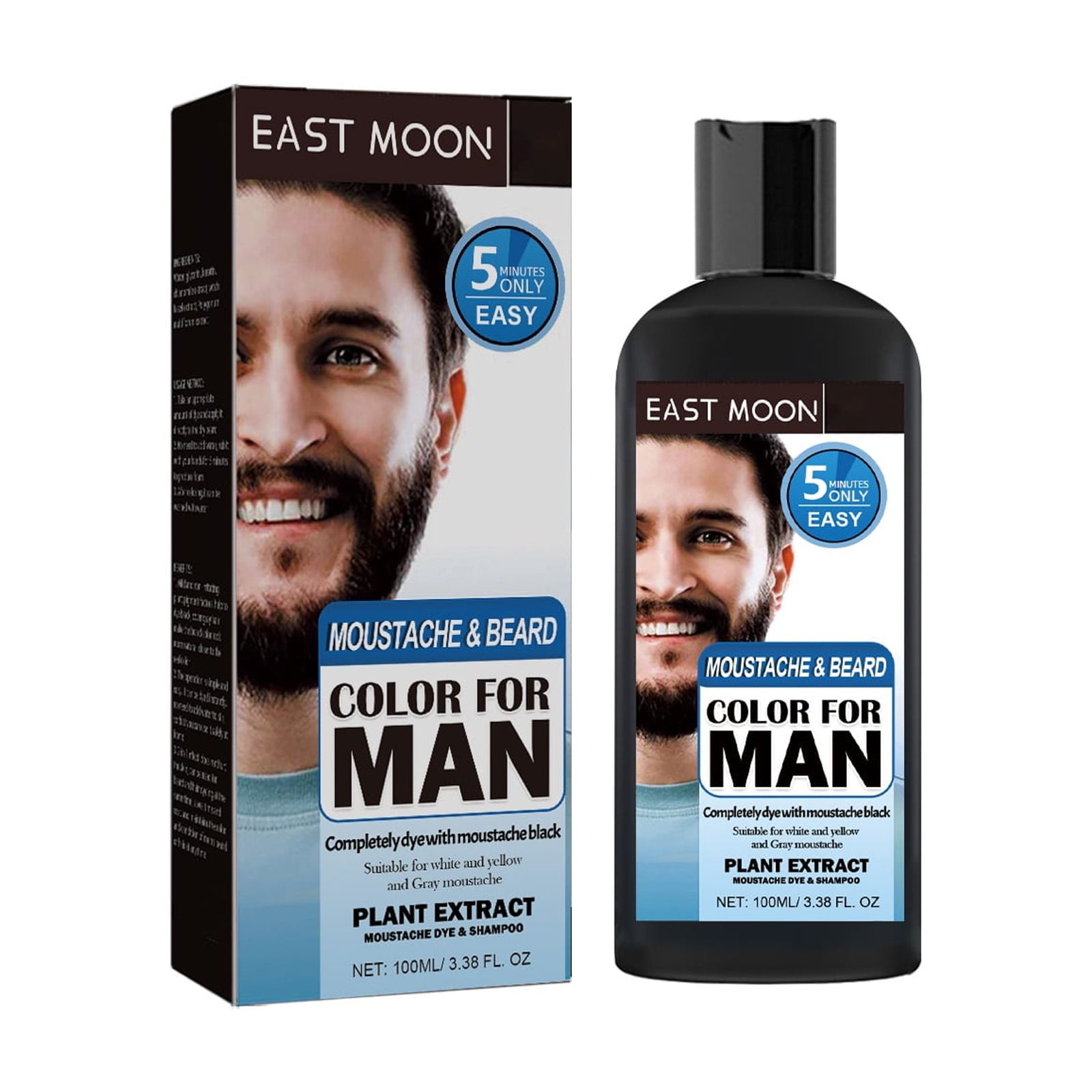 3pc Beard Dye for Men Beard Coloring Instant Black for Fast, 2 in 1 ...