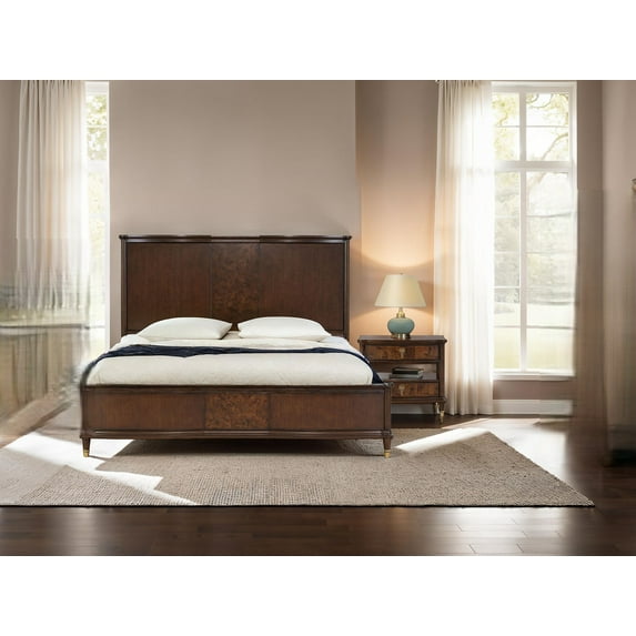 3pc Bedroom Set Queen Size Bed And 2x Nightstands Solid Rubberwood Dark ...