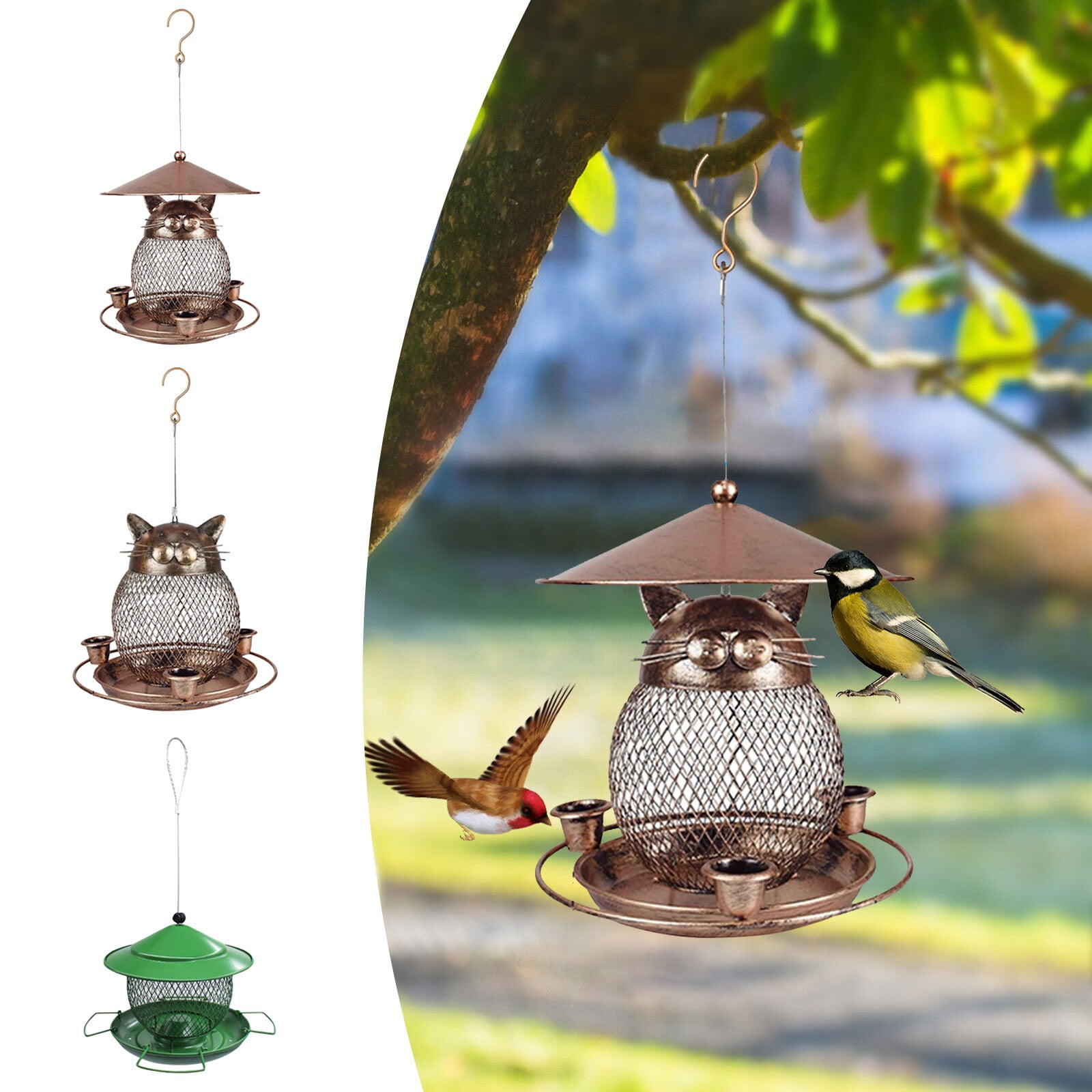 3pc Bird Feeding Station Steel Multi-Feeder Kit for Attracting Wild ...