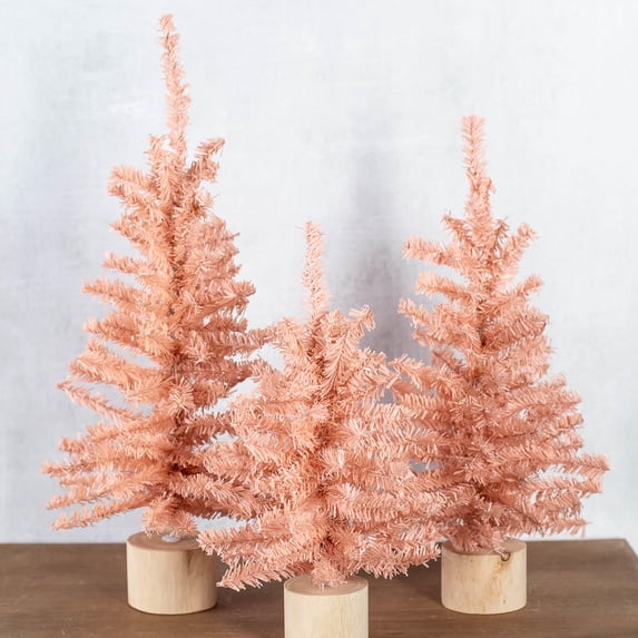 3pc Blush Pink Wired Canadian Pine Tree Set - Christmas or Everyday ...