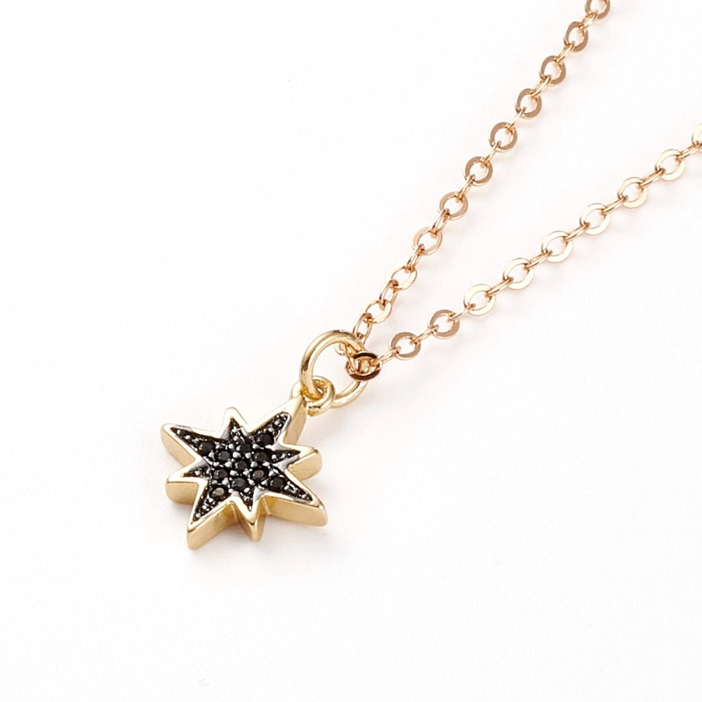 3pc Brass Micro Pave Cubic Zirconia Star Pendant Necklaces with Lobster ...