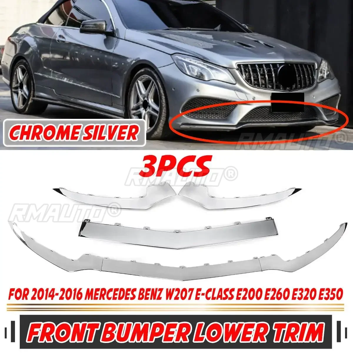 3pc Car Front Bumper Lip Spoiler Splitter Diffuser Lip For Mercedes For ...